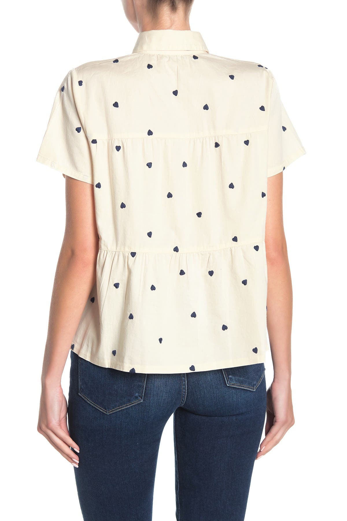 Madewell Heart Embroidered Button Front Peplum Shirt | Nordstromrack