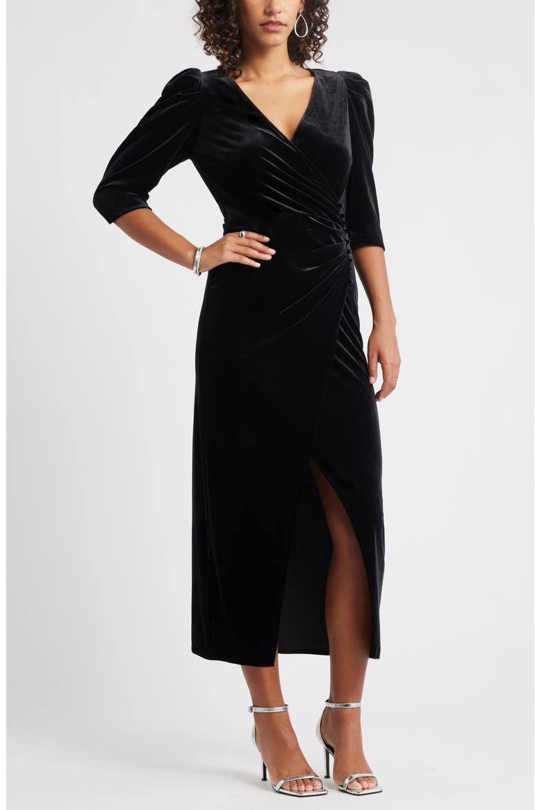 Faux Wrap Velvet Midi Cocktail Dress (Women) | Nordstromrack