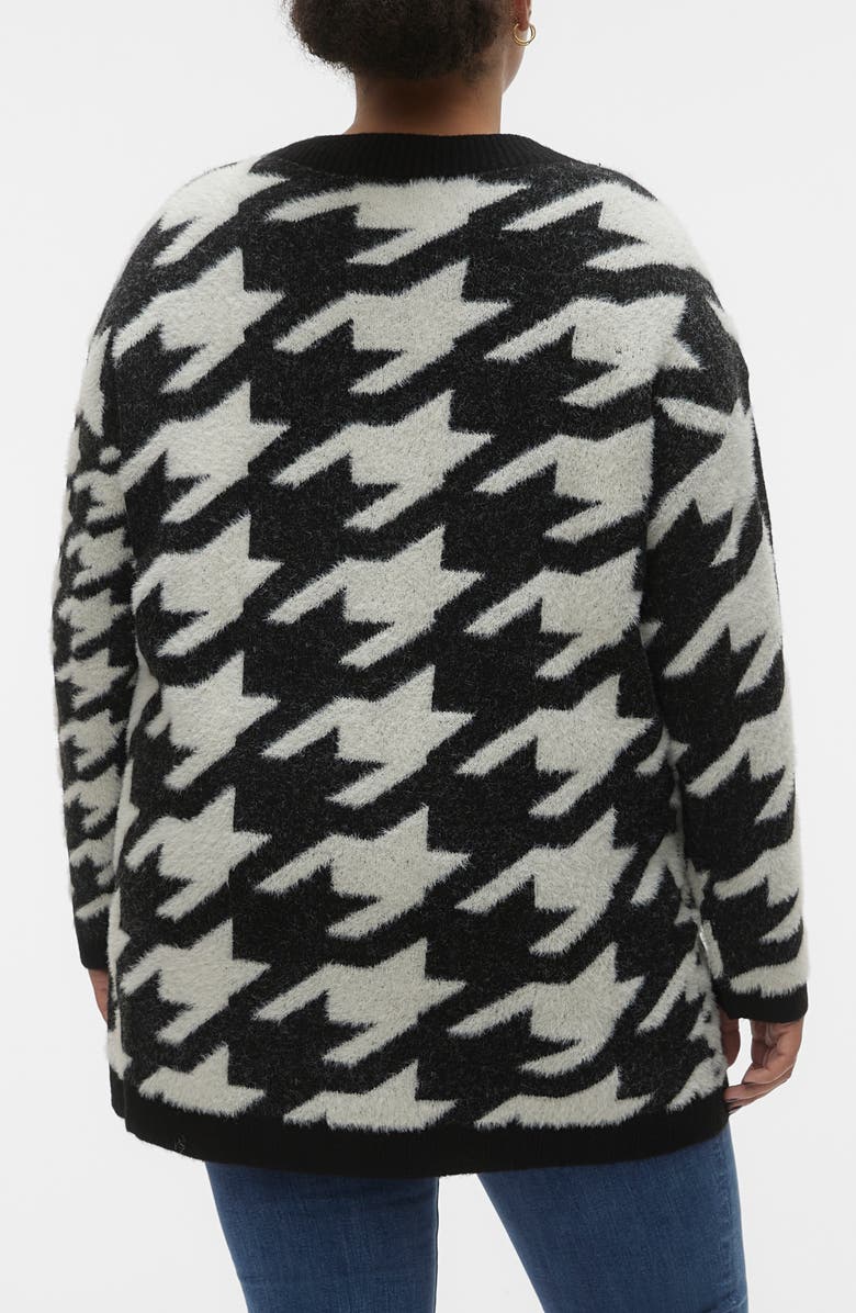 VERO MODA CURVE Mira Fuzzy Houndstooth Cardigan | Nordstromrack