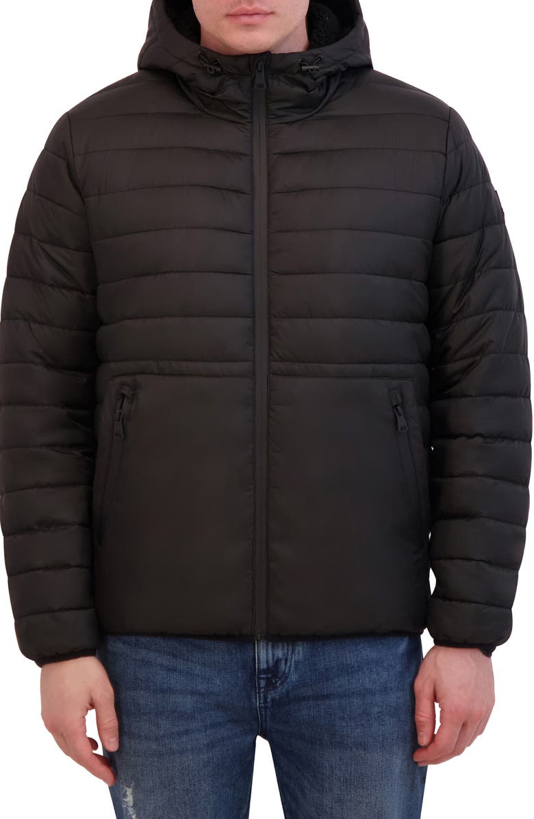 Kenneth Cole New York Faux Shearling Lined Hooded Puffer Jacket ...