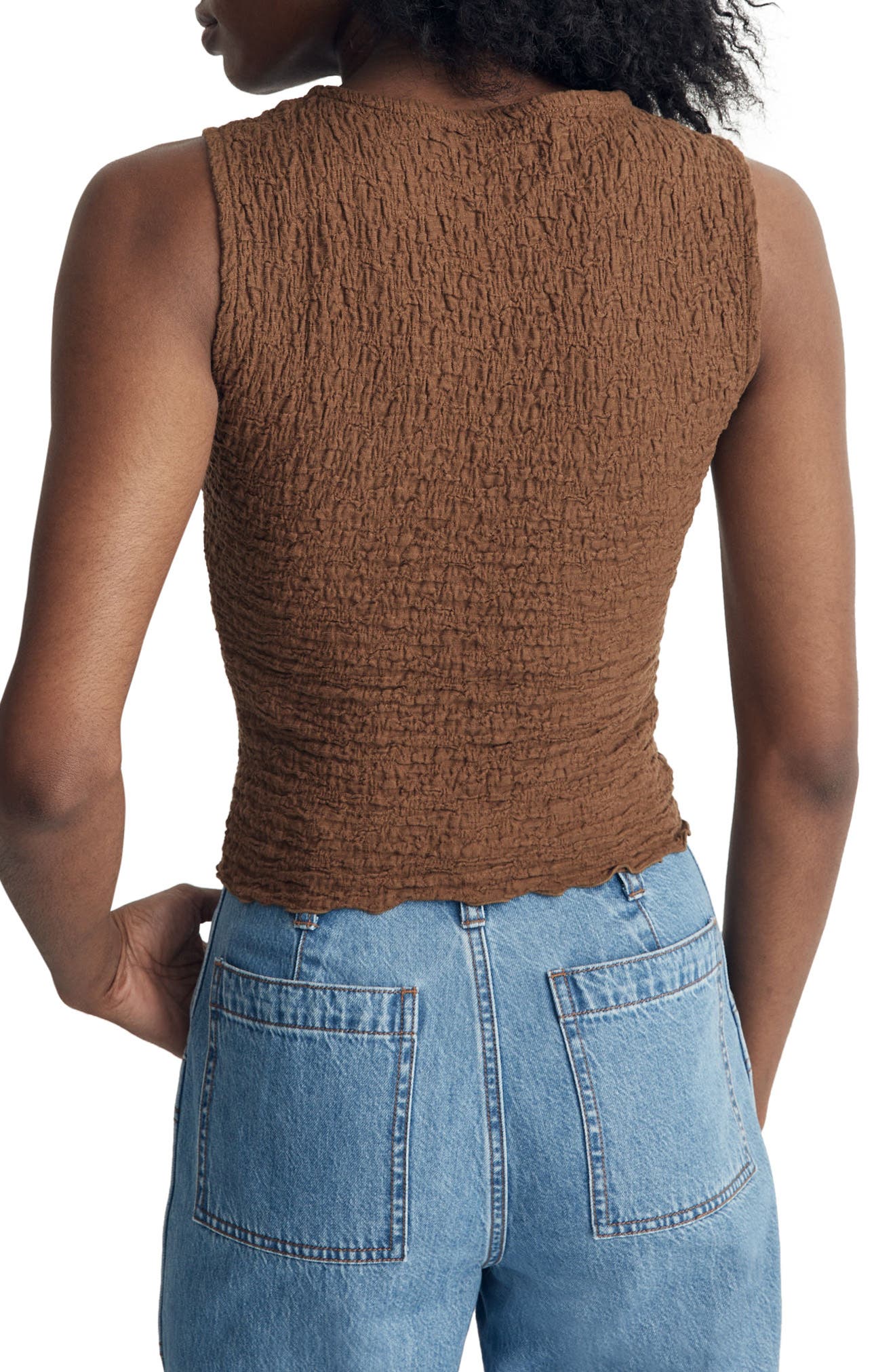 Madewell Popcorn Knit Twist Front Sleeveless Crop Top | Nordstrom