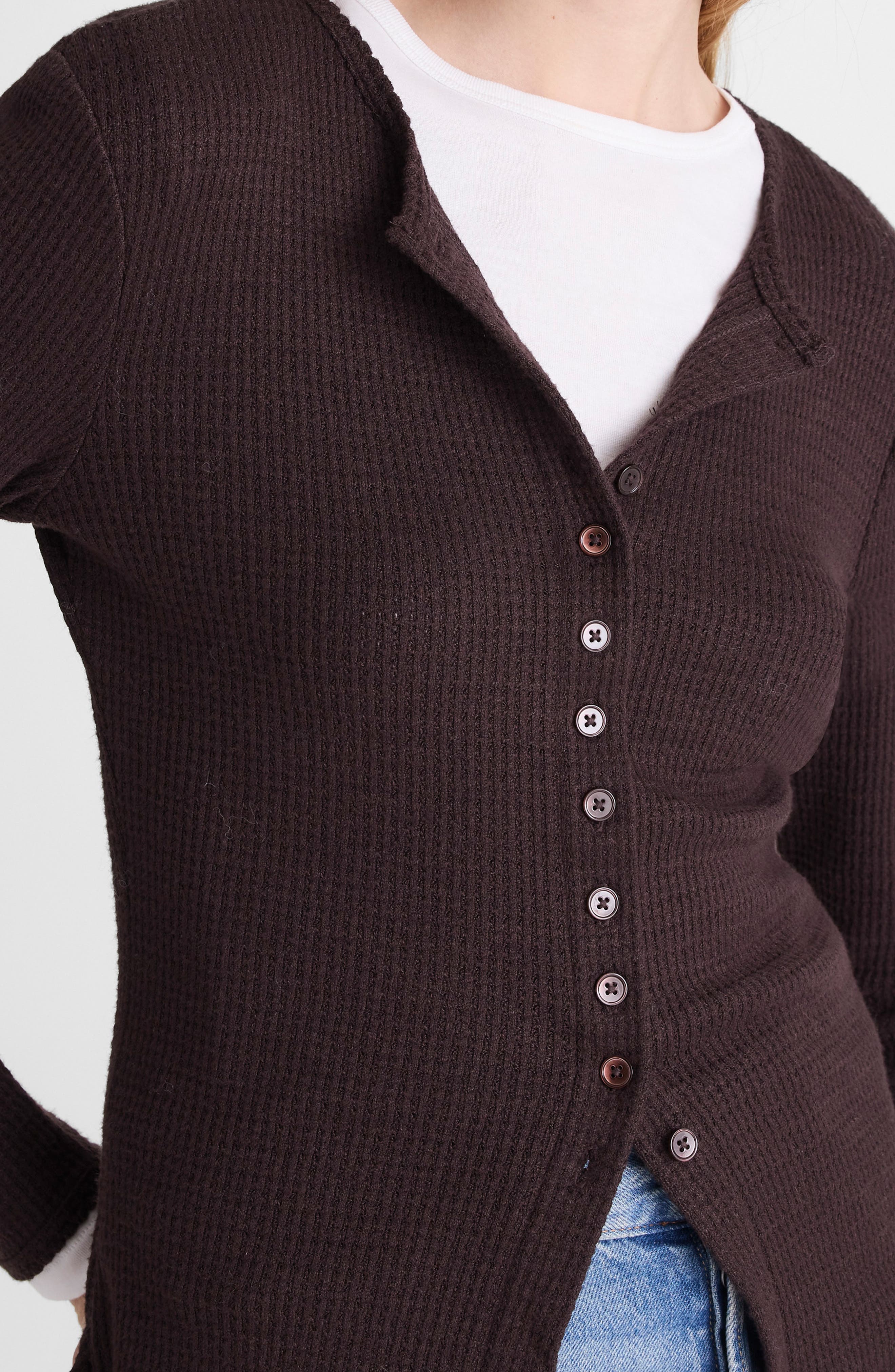 Madewell Waffle Knit Cutaway Crewneck Cardigan | Nordstromrack