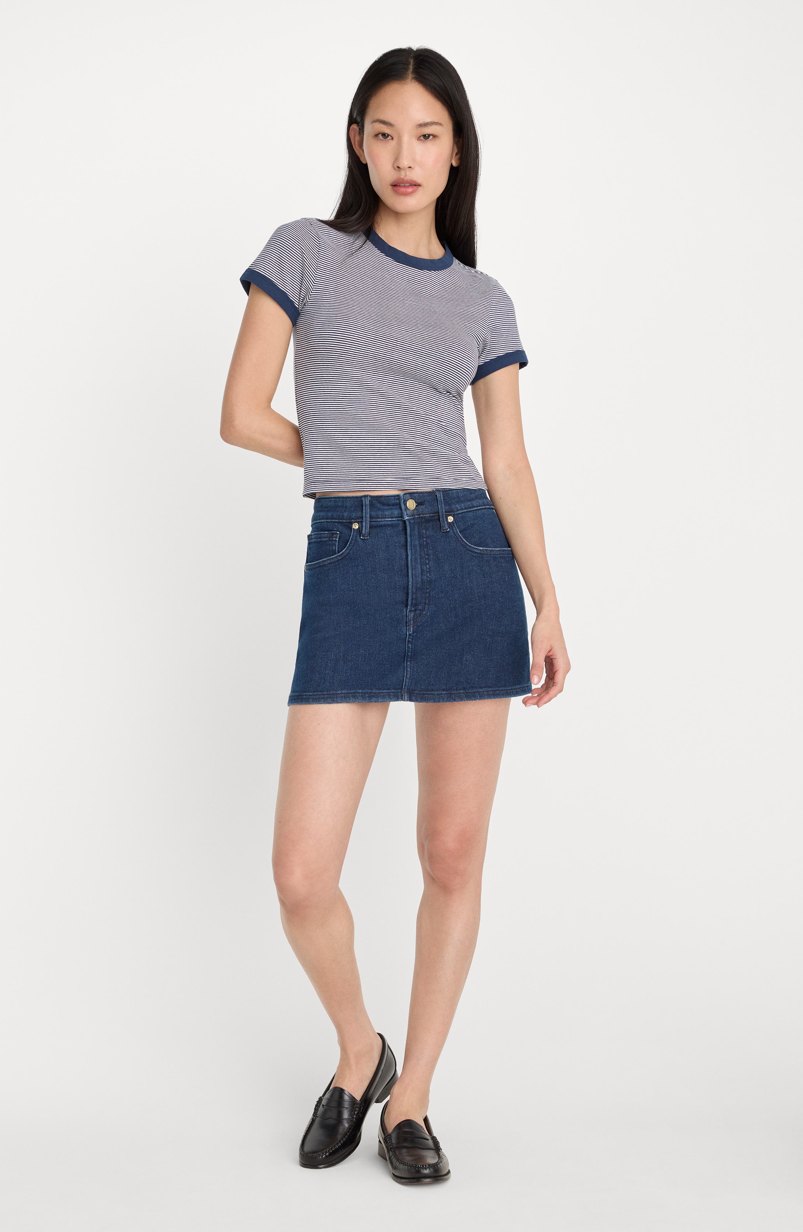 Good American Stretch Cotton Crop Ringer T-Shirt | Nordstrom