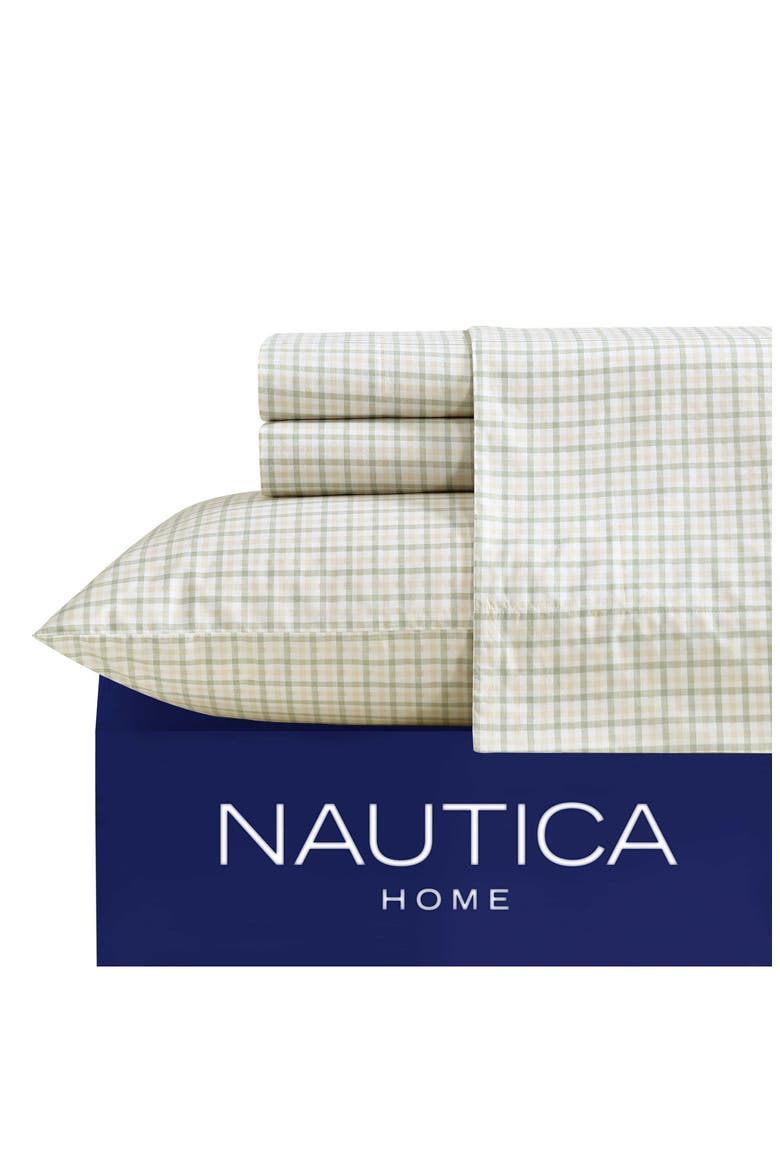 Calms Seas Gingham 200 Thread Count Cotton Percale Sheet Set ...