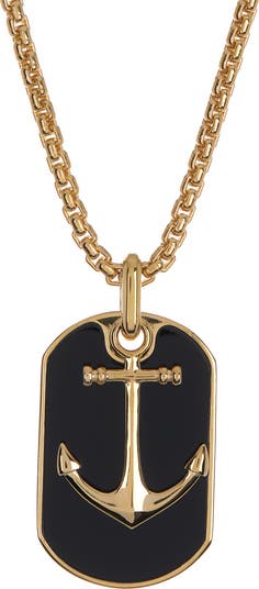 EFFY 14K Gold Plated Onyx Anchor Pendant Necklace | Nordstromrack