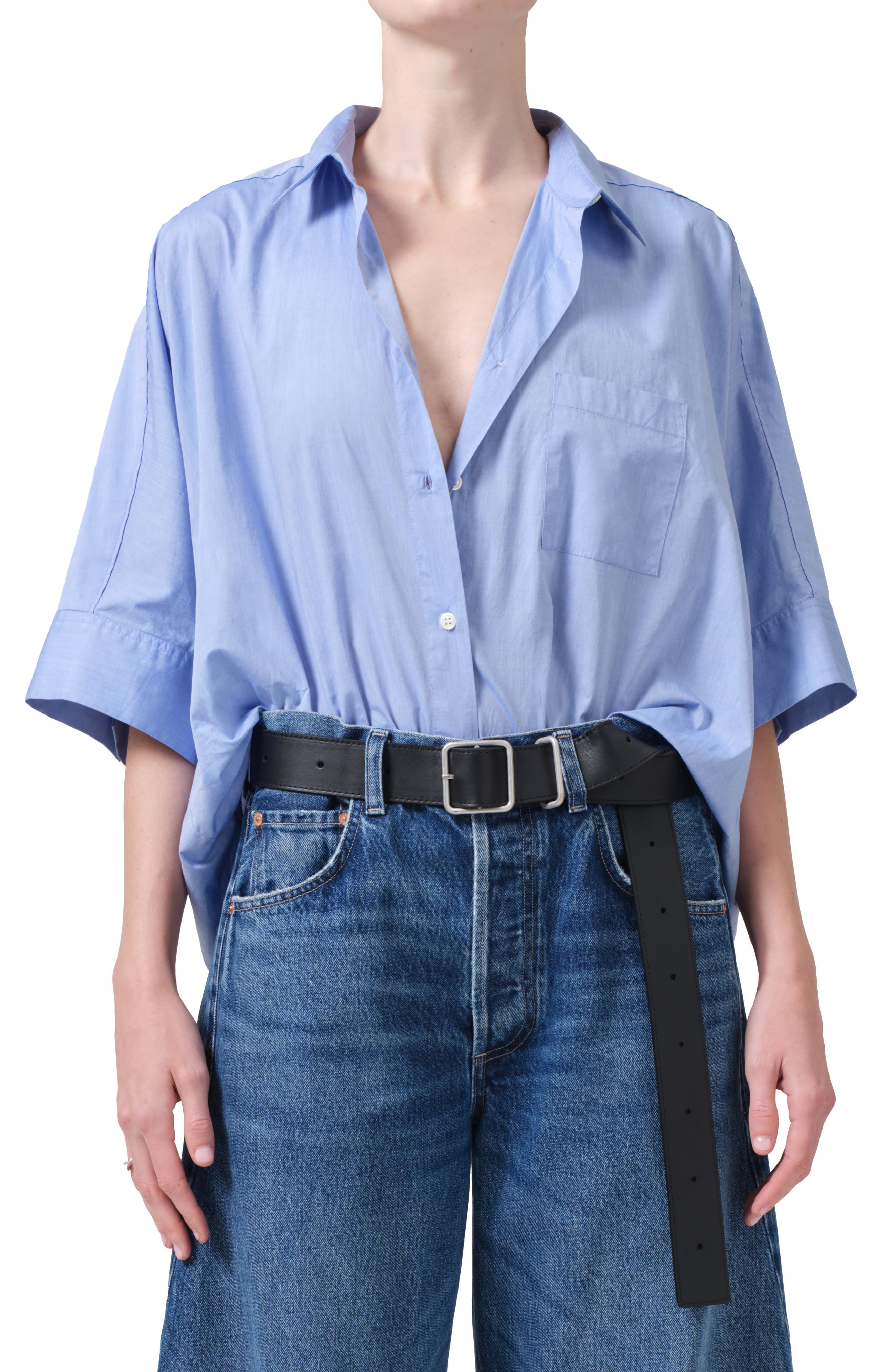 Citizens of Humanity Claire Origami Three Quarter Sleeve Cotton Button ...