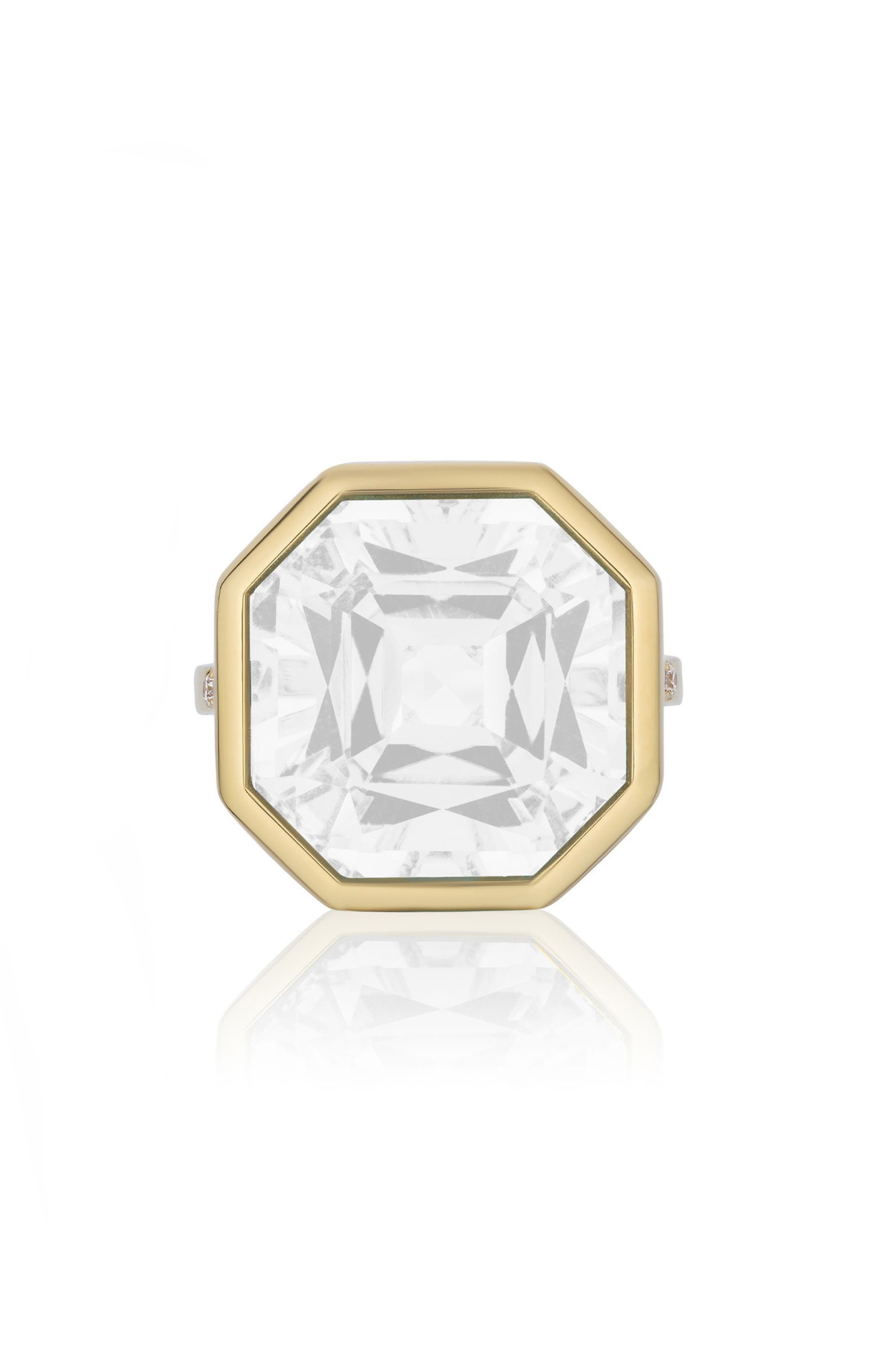 GOSHWARA Gossip Octagon Cut Stone & Pavé Diamond Ring | Nordstrom