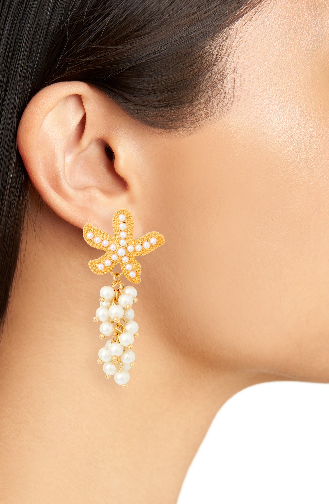 EYE CANDY LOS ANGELES Brielle Starfish Faux Pearl Drop Earrings ...