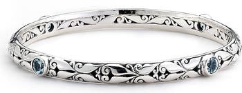 SAMUEL B. Sterling Silver Balinese Design Blue Topaz Bangle | Nordstromrack