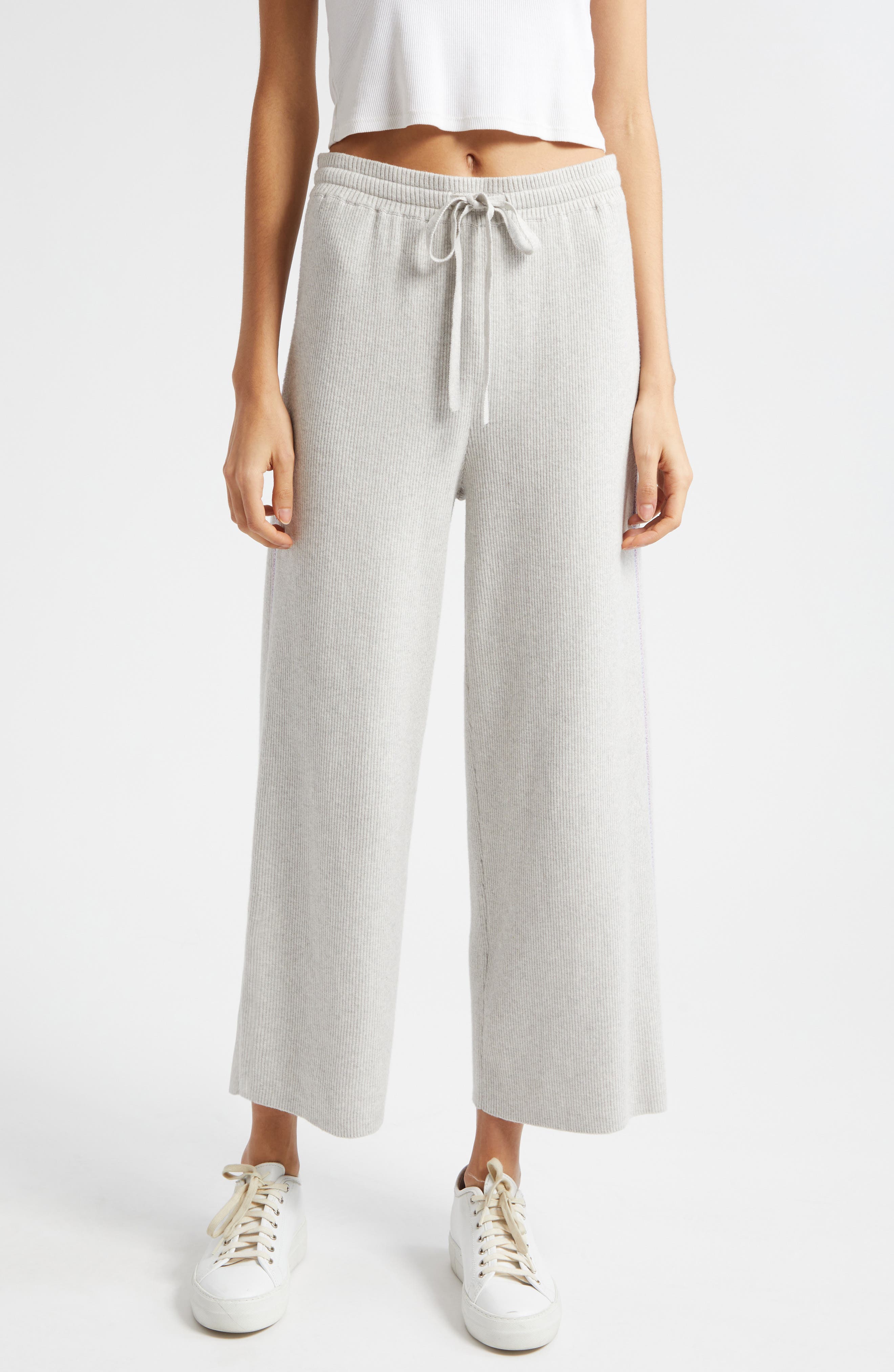 ATM Anthony Thomas Melillo Cotton & Cashmere Rib Wide Leg Pants | Nordstrom