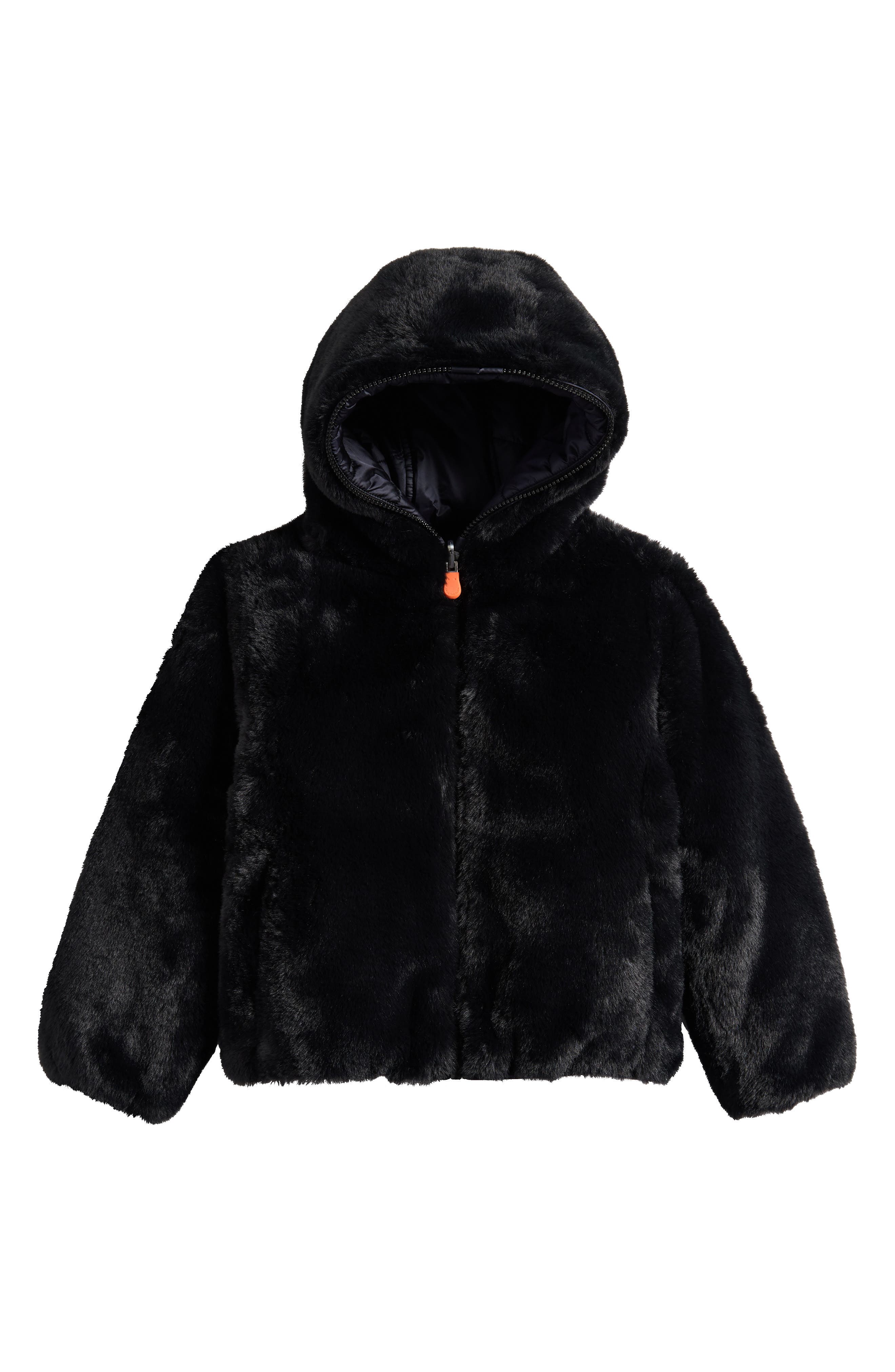 Save The Duck Kids' Chloe Reversible Faux Fur Hooded Puffer Jacket ...