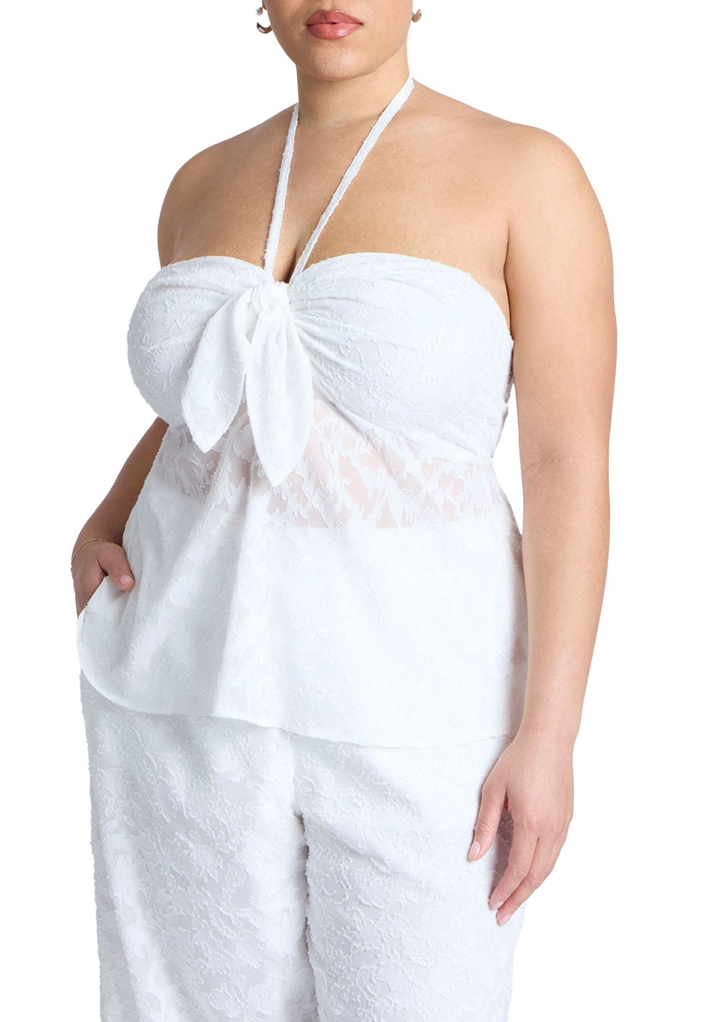 ELOQUII Neck-Tie Halter Top | Nordstrom