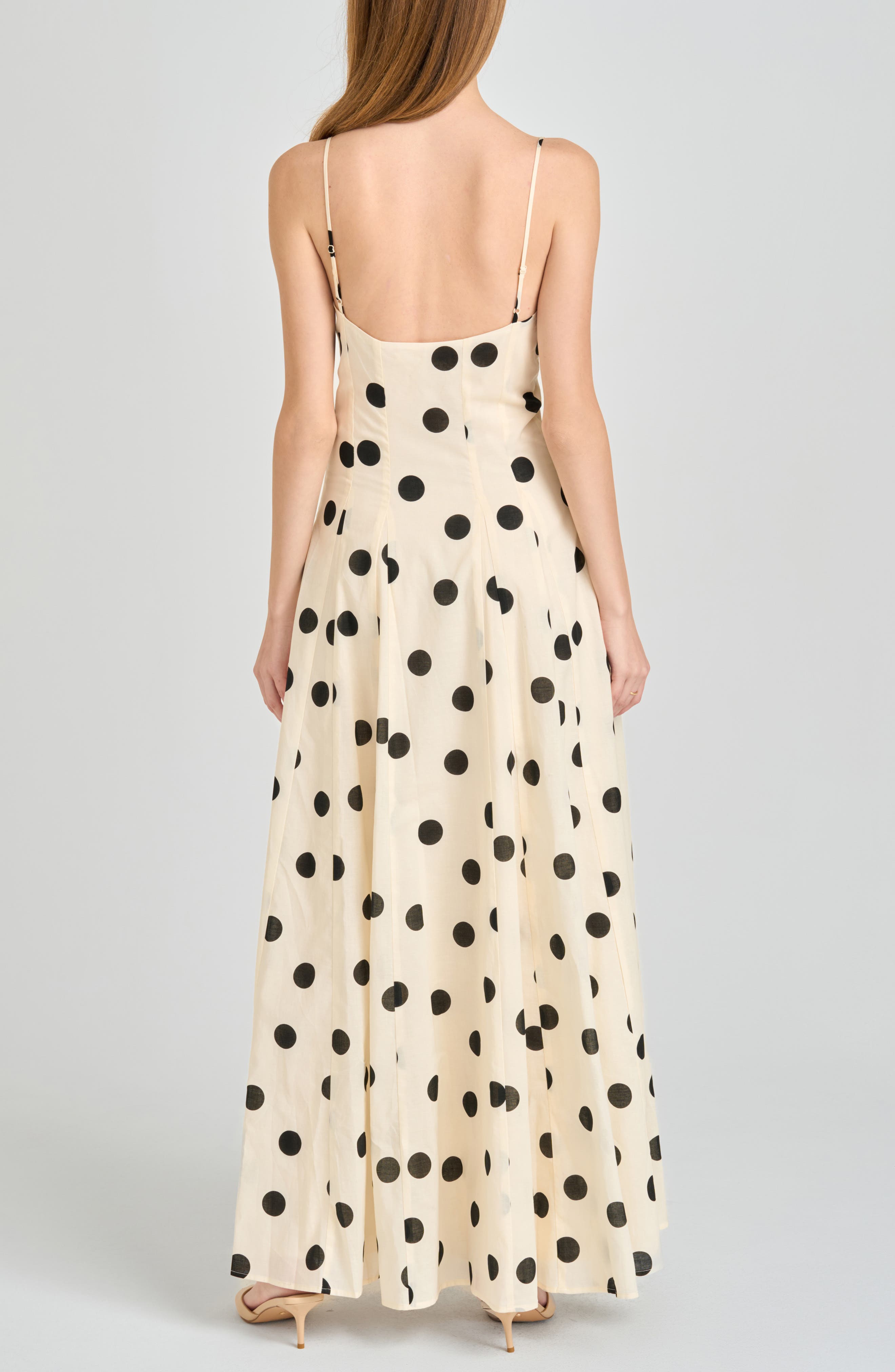 WAYF Carolina Polka Dot Cotton Godet Maxi Dress | Nordstrom