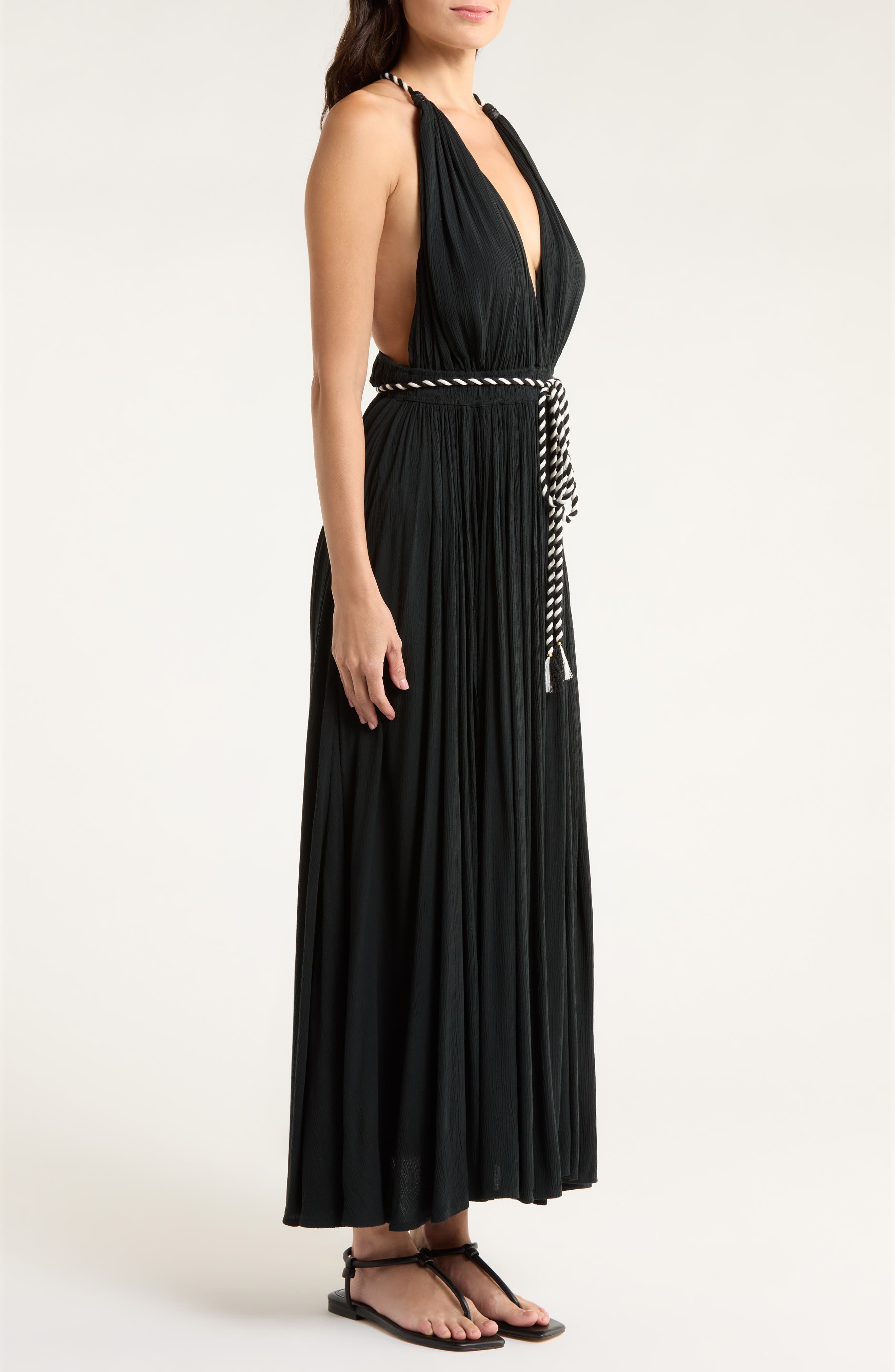 Elan Plunge Tie Belt Maxi Cover-Up Dress | Nordstrom