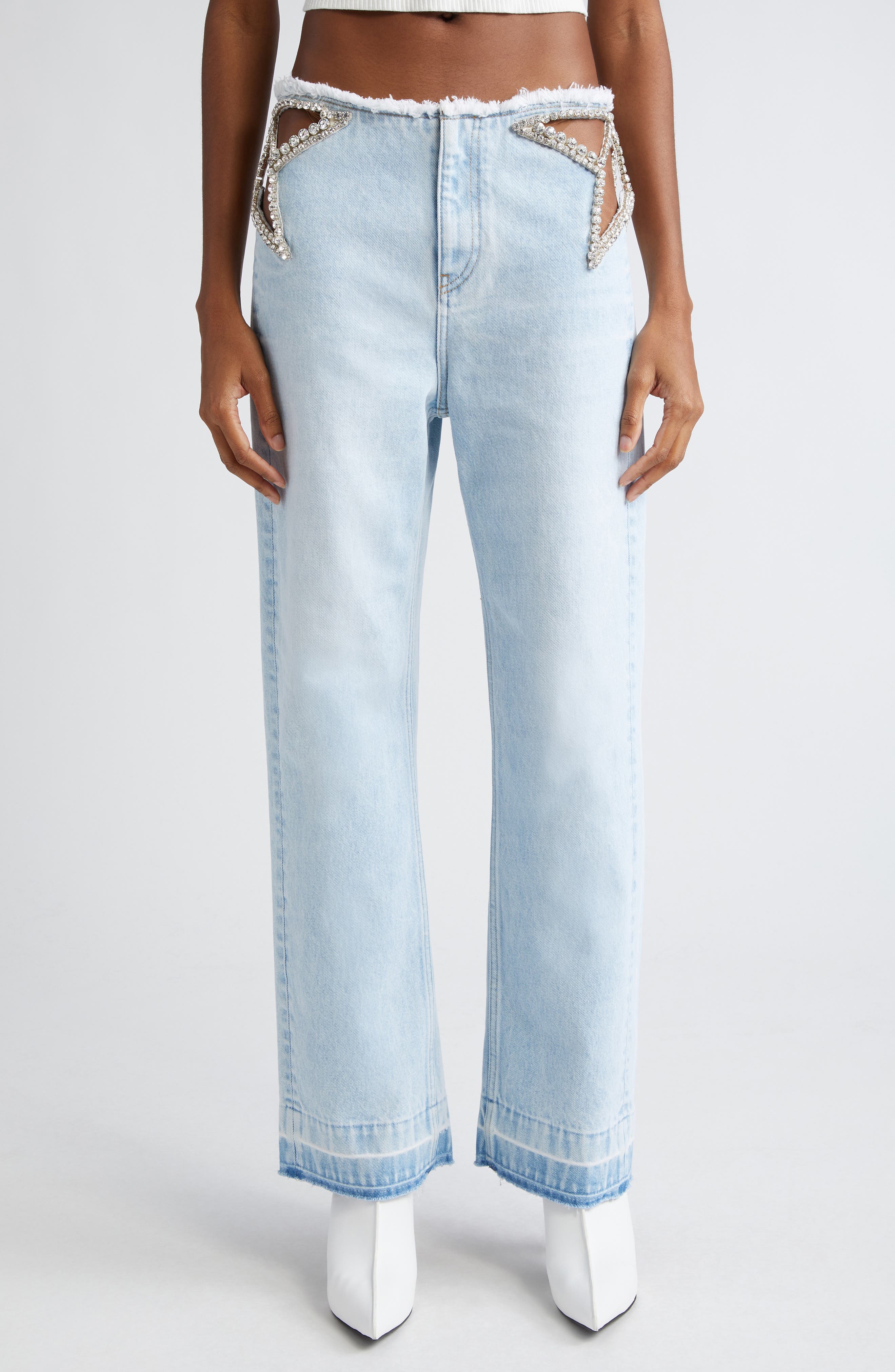Stella McCartney Crystal Star Cutout Denim Jeans | Nordstrom