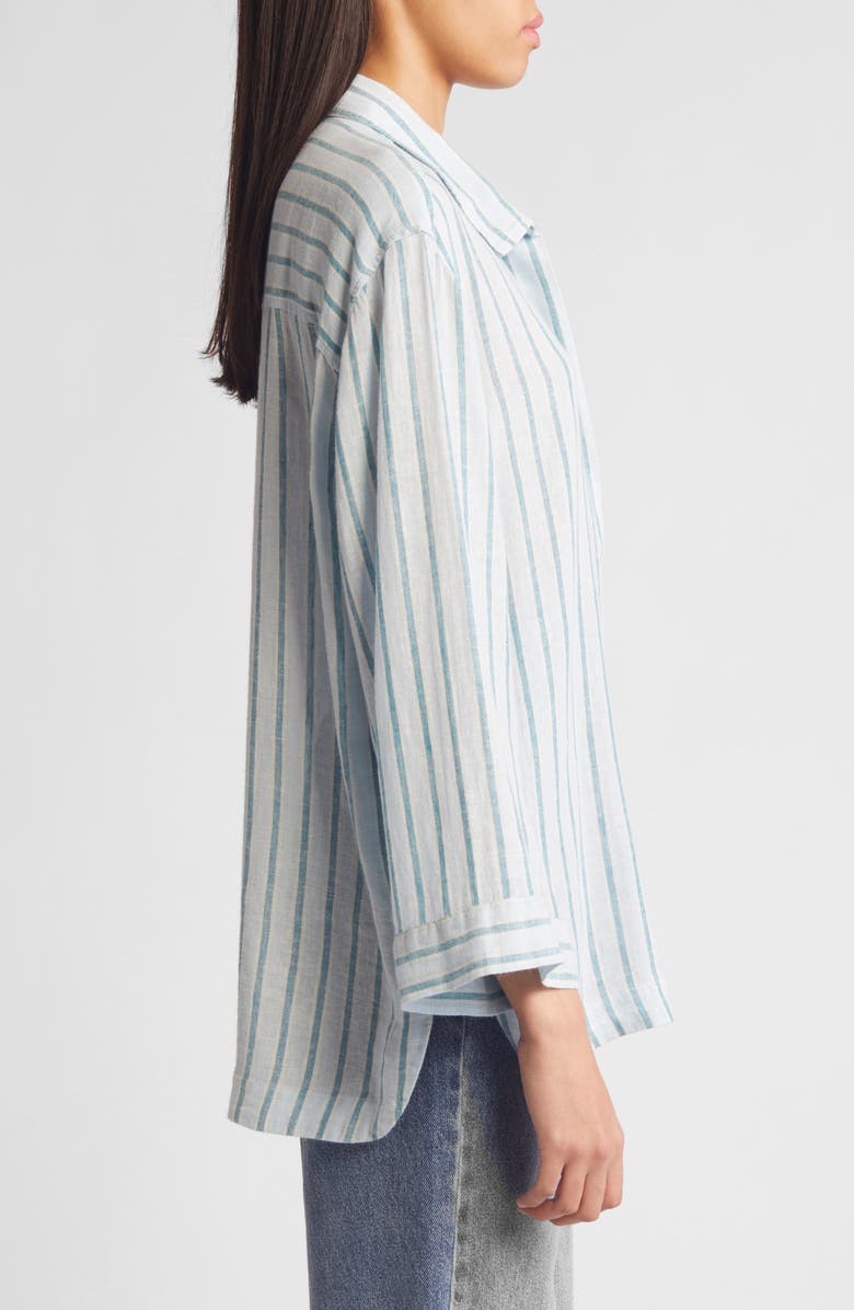 Rails Banks Stripe Linen Blend Popover Shirt | Nordstromrack