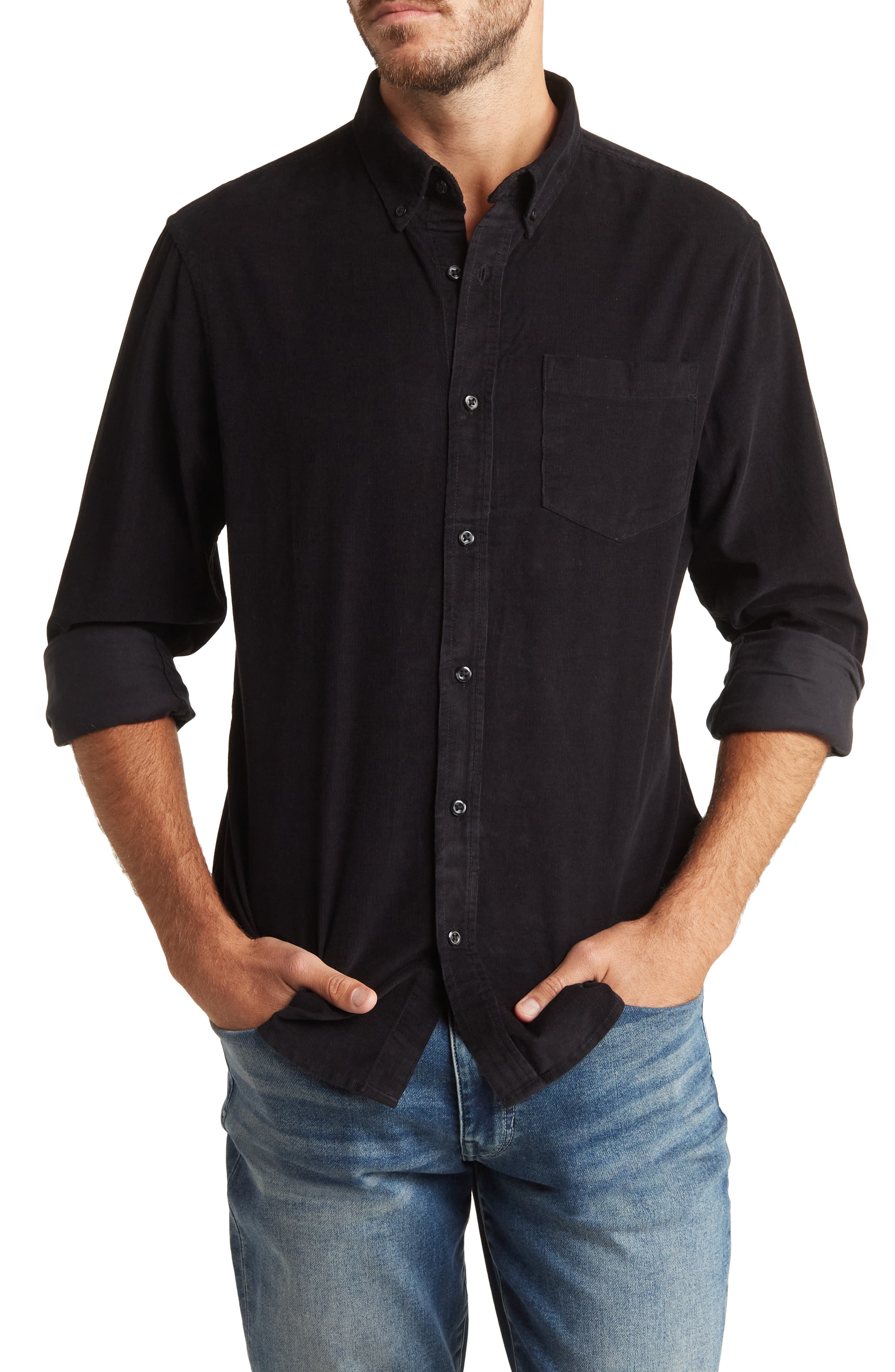 14th & Union Men's Trim Fit Cotton Corduroy Button-Down Shirt ...