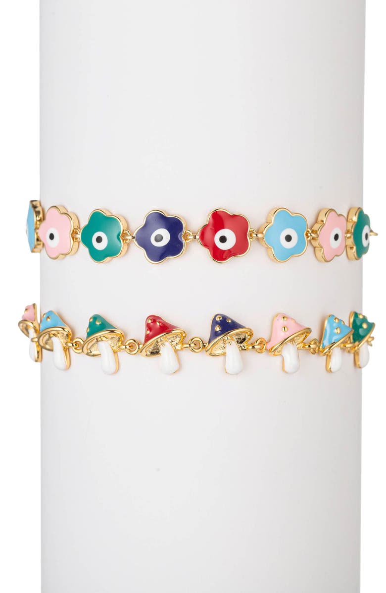 EYE CANDY LOS ANGELES Set of Two Enamel Charm Link Bracelets ...