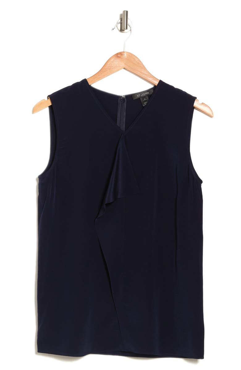 St. John Collection Drape V-Neck Sleeveless Silk Shell Top | Nordstromrack