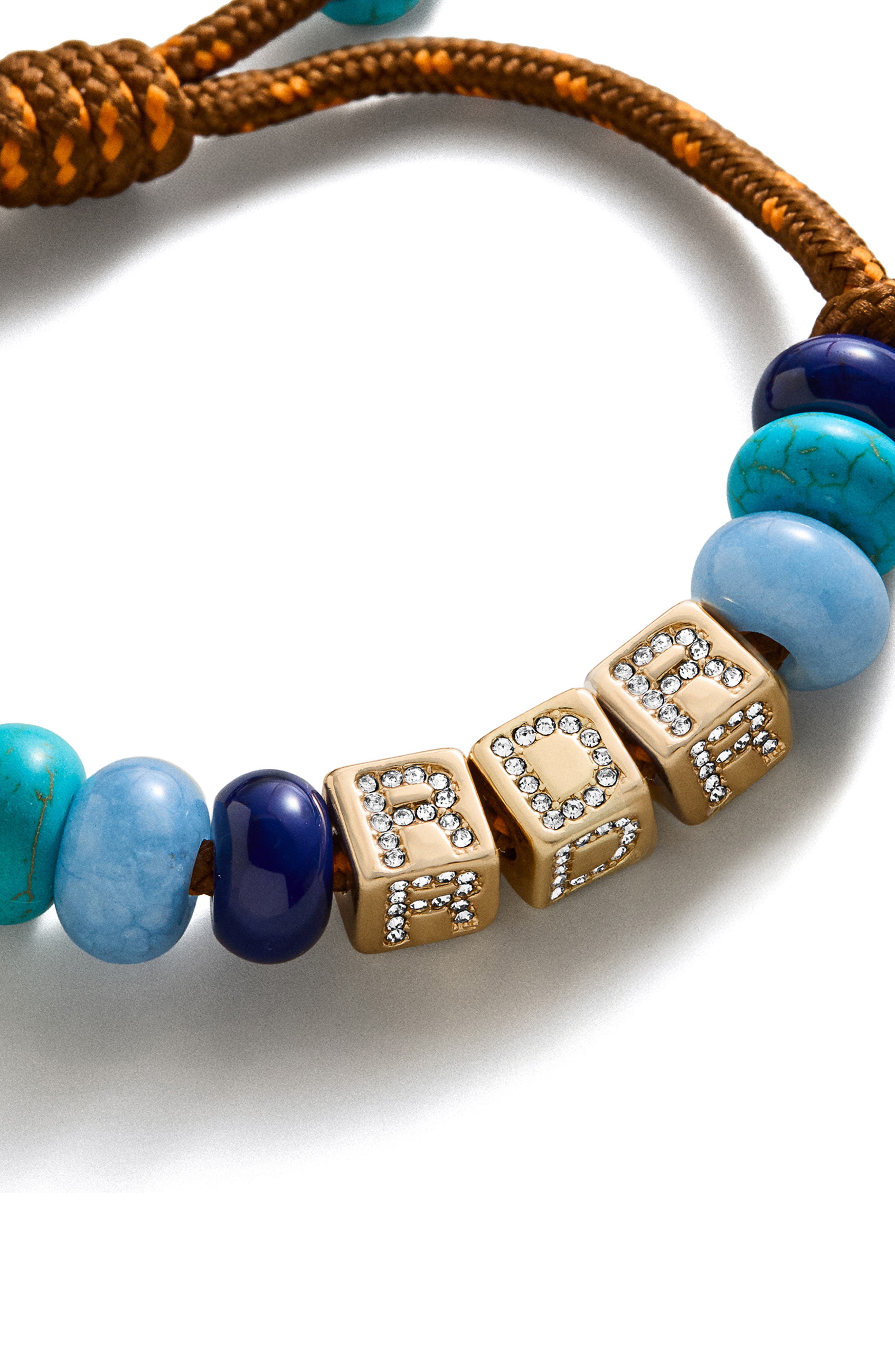Block Letter Semi-Precious Bead Cord Bracelet (Women) | Nordstrom