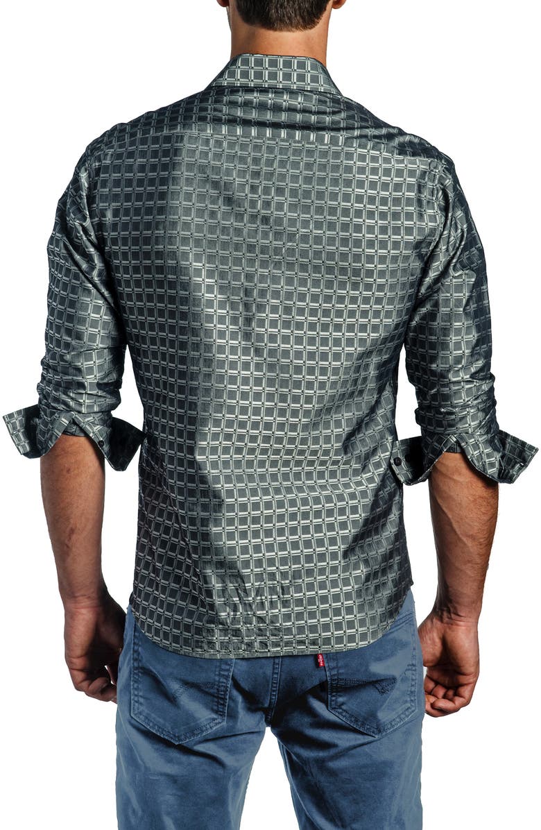 Jared Lang Trim Fit Grid Box Cotton Dress Shirt | Nordstromrack