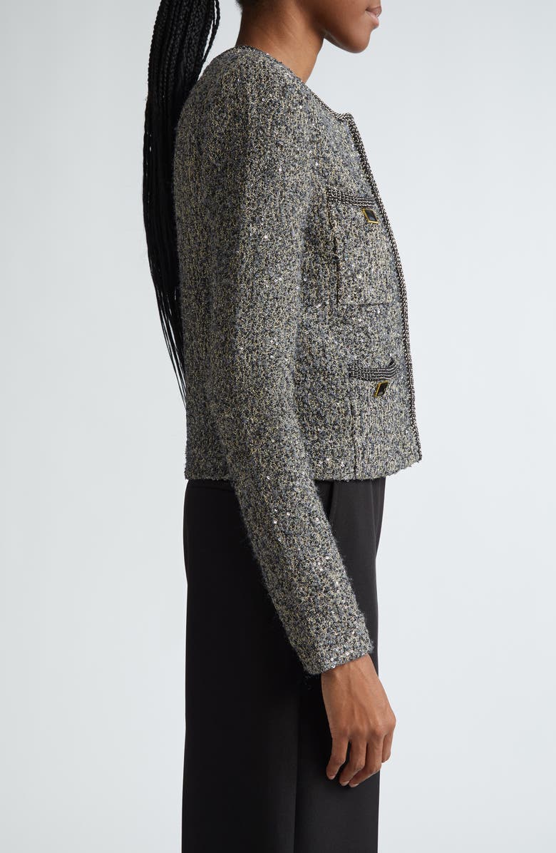 ST. JOHN Sequin Metallic Knit Crop Jacket | Nordstrom