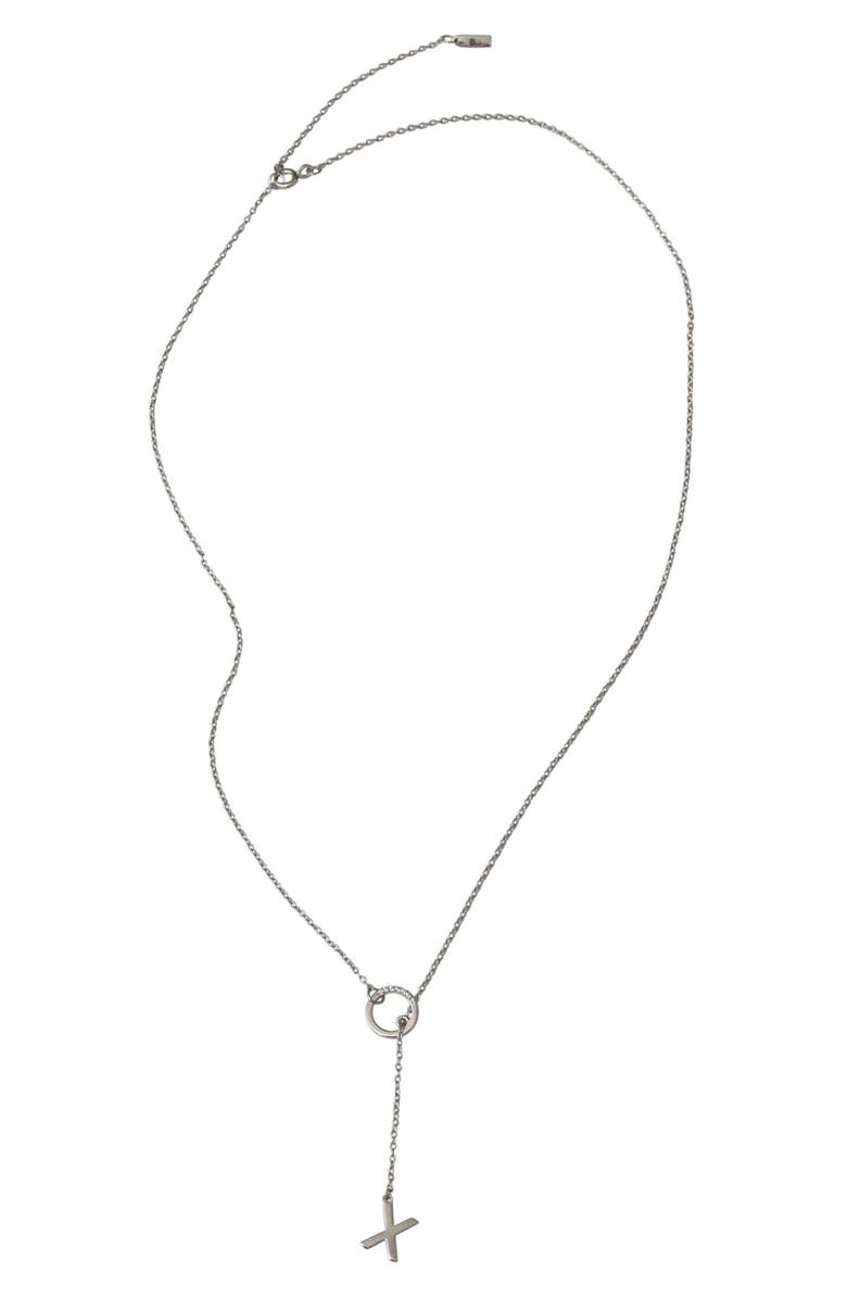 Adornia White Rhodium Plated Sterling Silver Diamond XO Charm Lariat ...