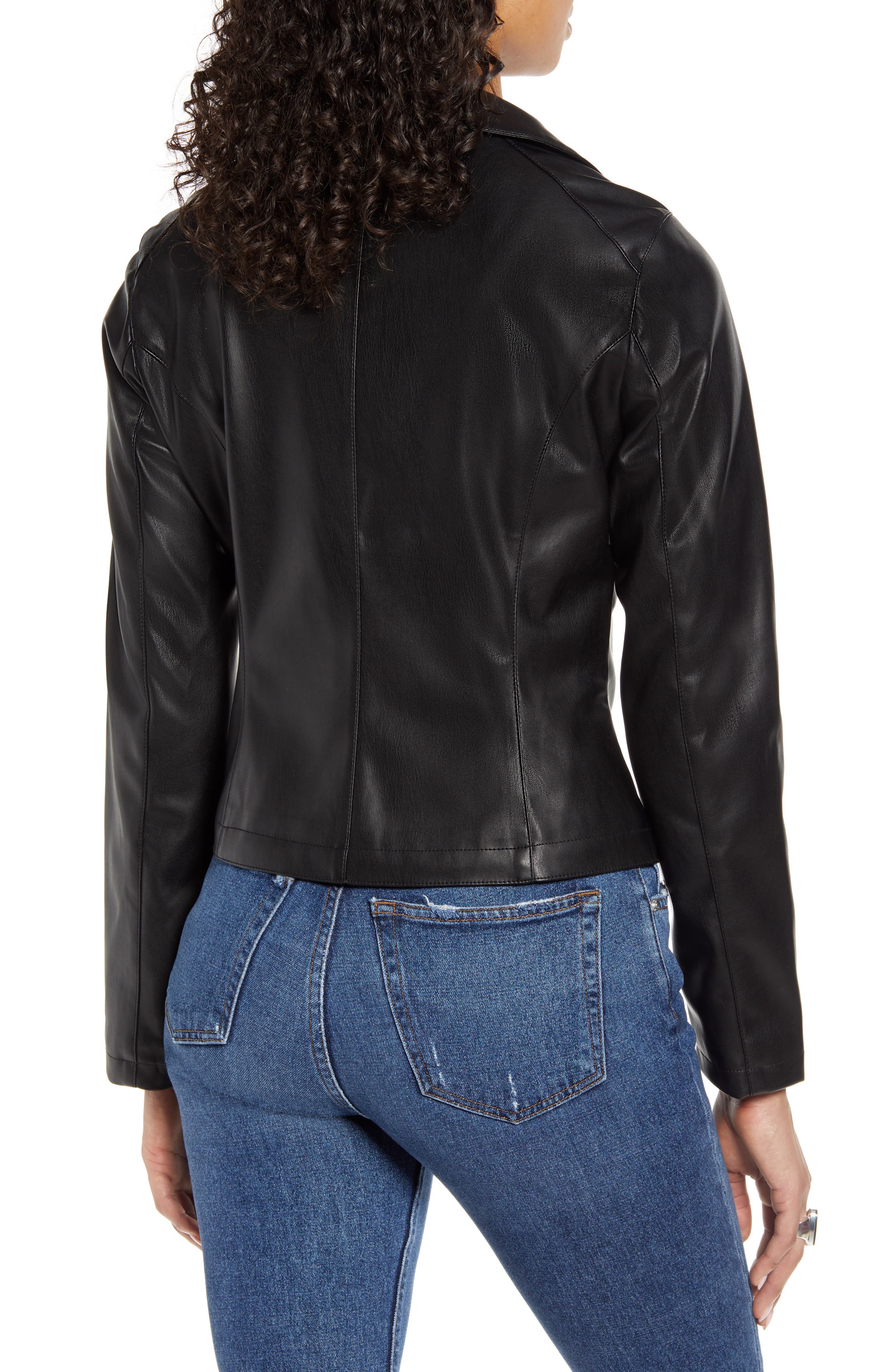 Halogen® Drape Collar Faux Leather Jacket | Nordstrom