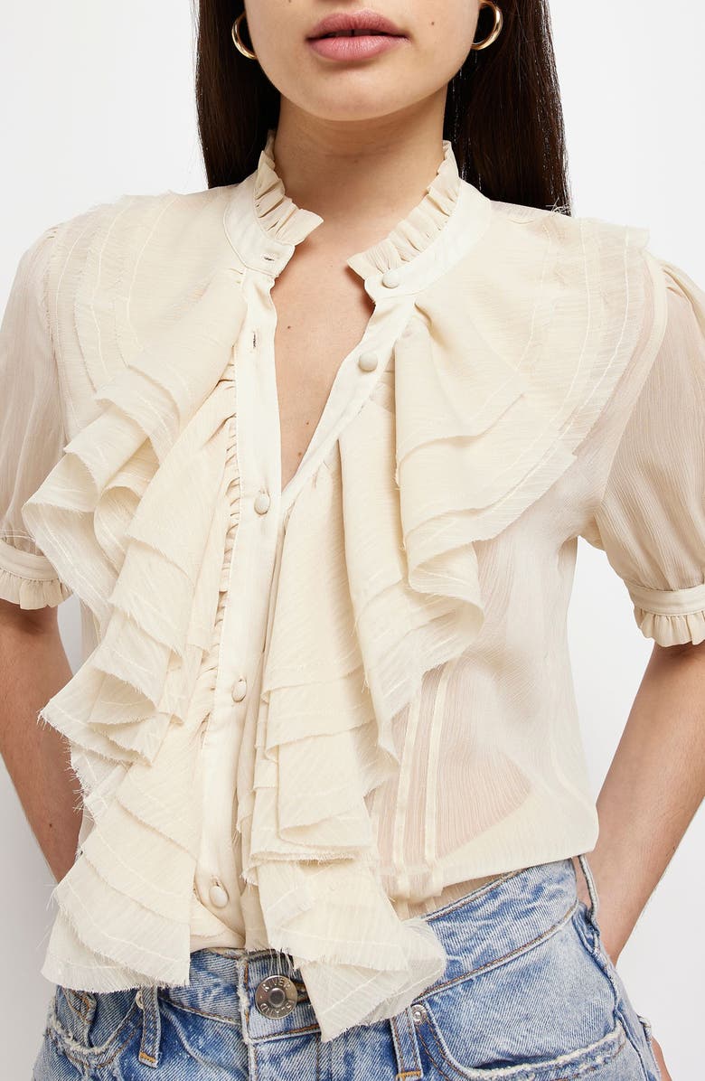 River Island Sheer Ruffle Crinkle Chiffon Blouse | Nordstrom