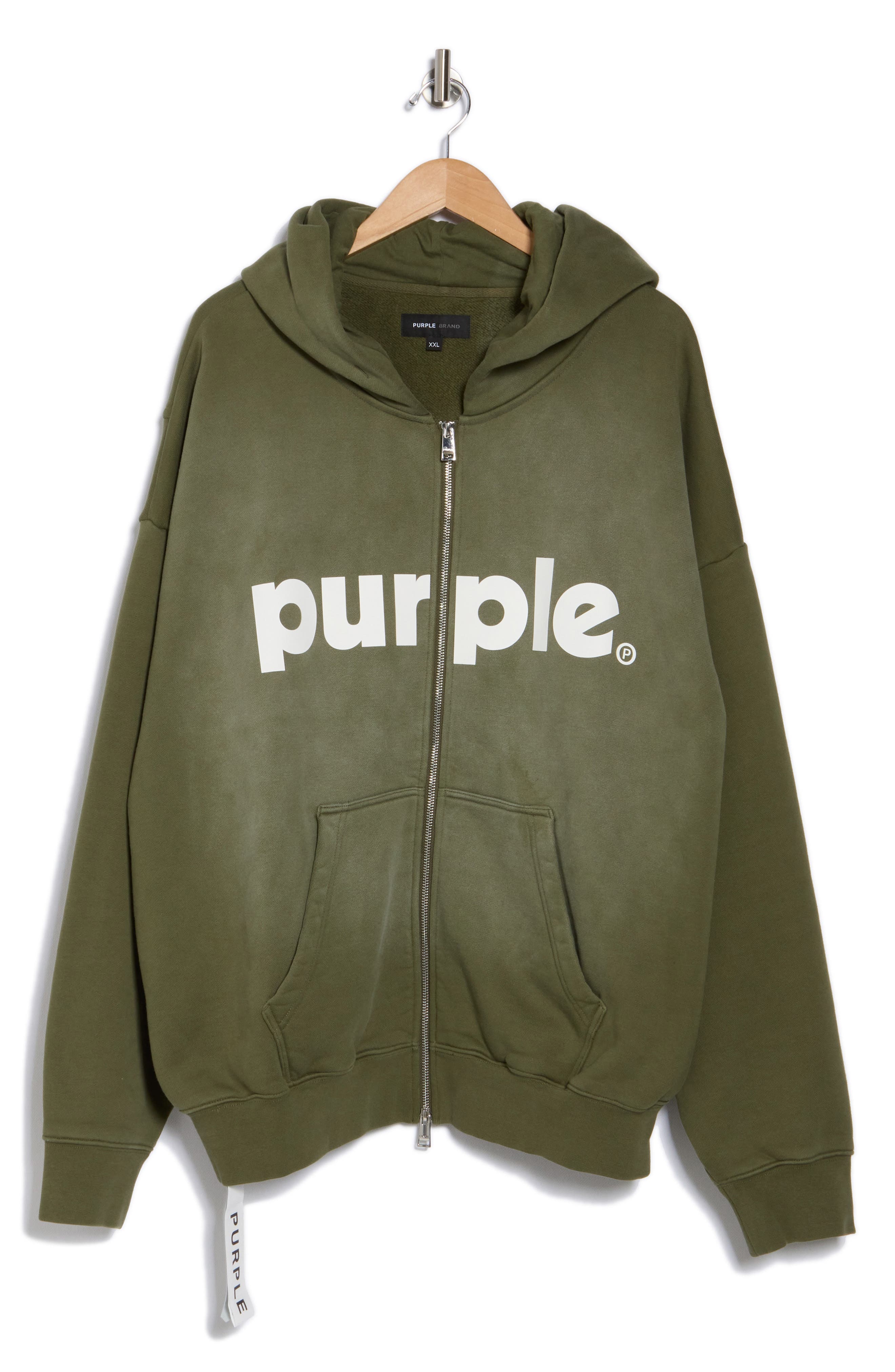 PURPLE BRAND Logo Cotton Fleece Zip-Up Hoodie | Nordstromrack