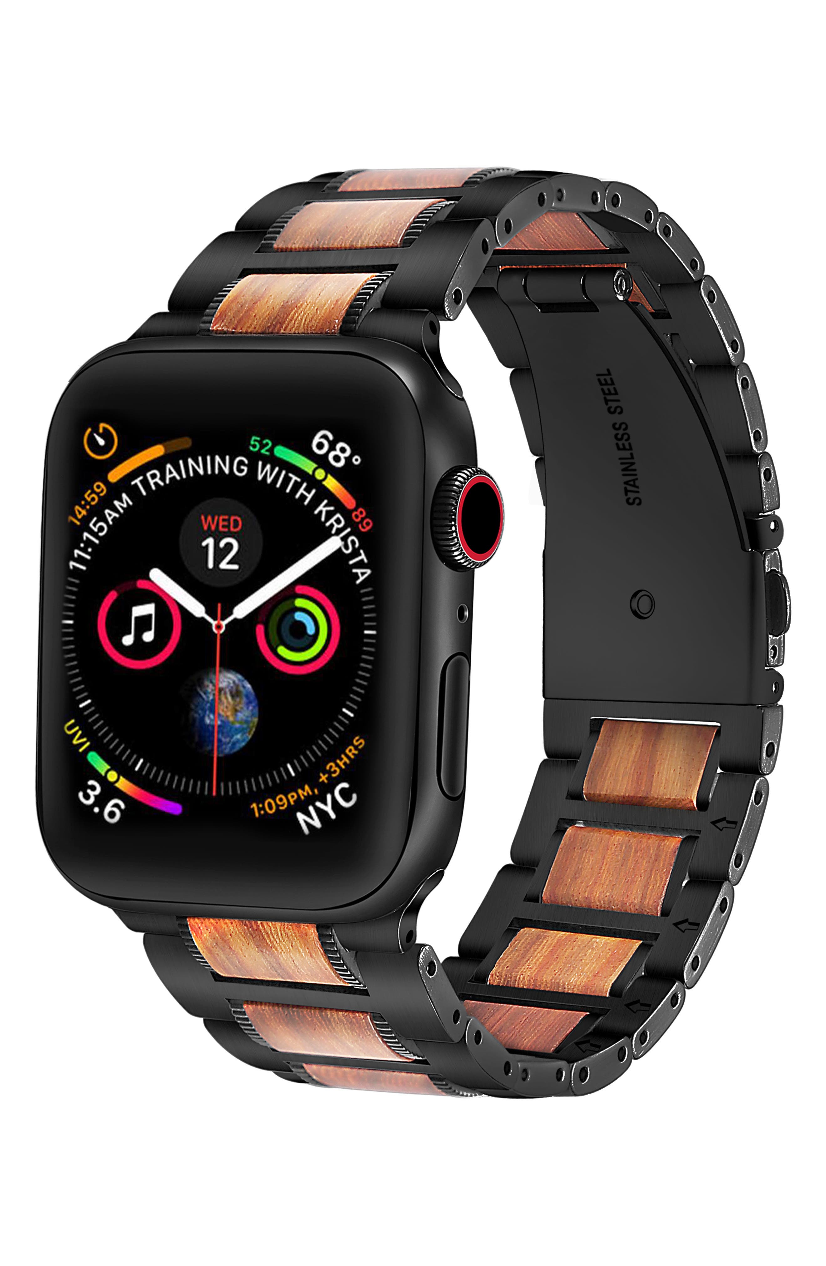 The Posh Tech Stainless Steel & Wood Apple Watch® Bracelet Watchband ...