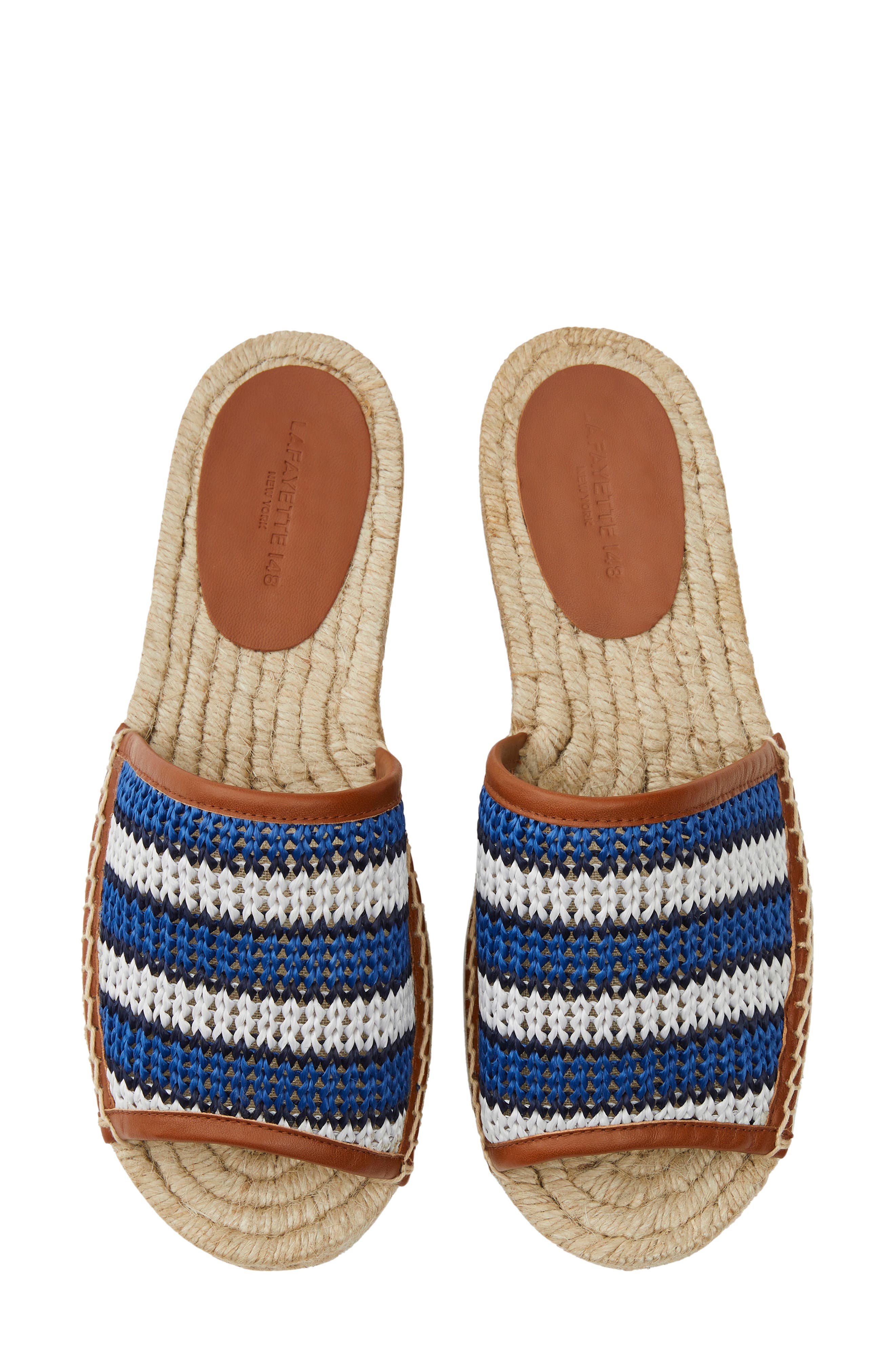 Lafayette 148 New York Rose Stripe Espadrille Platform Slide Sandal ...