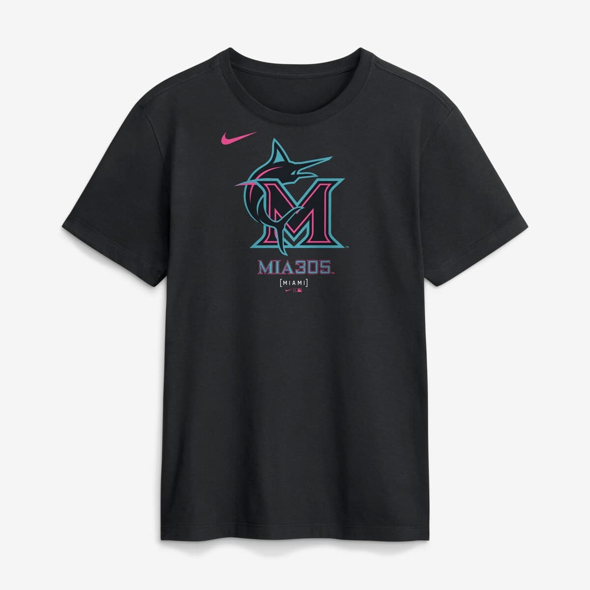 Nike Men's Nike Black Miami Marlins City Connect Large Logo T-Shirt ...