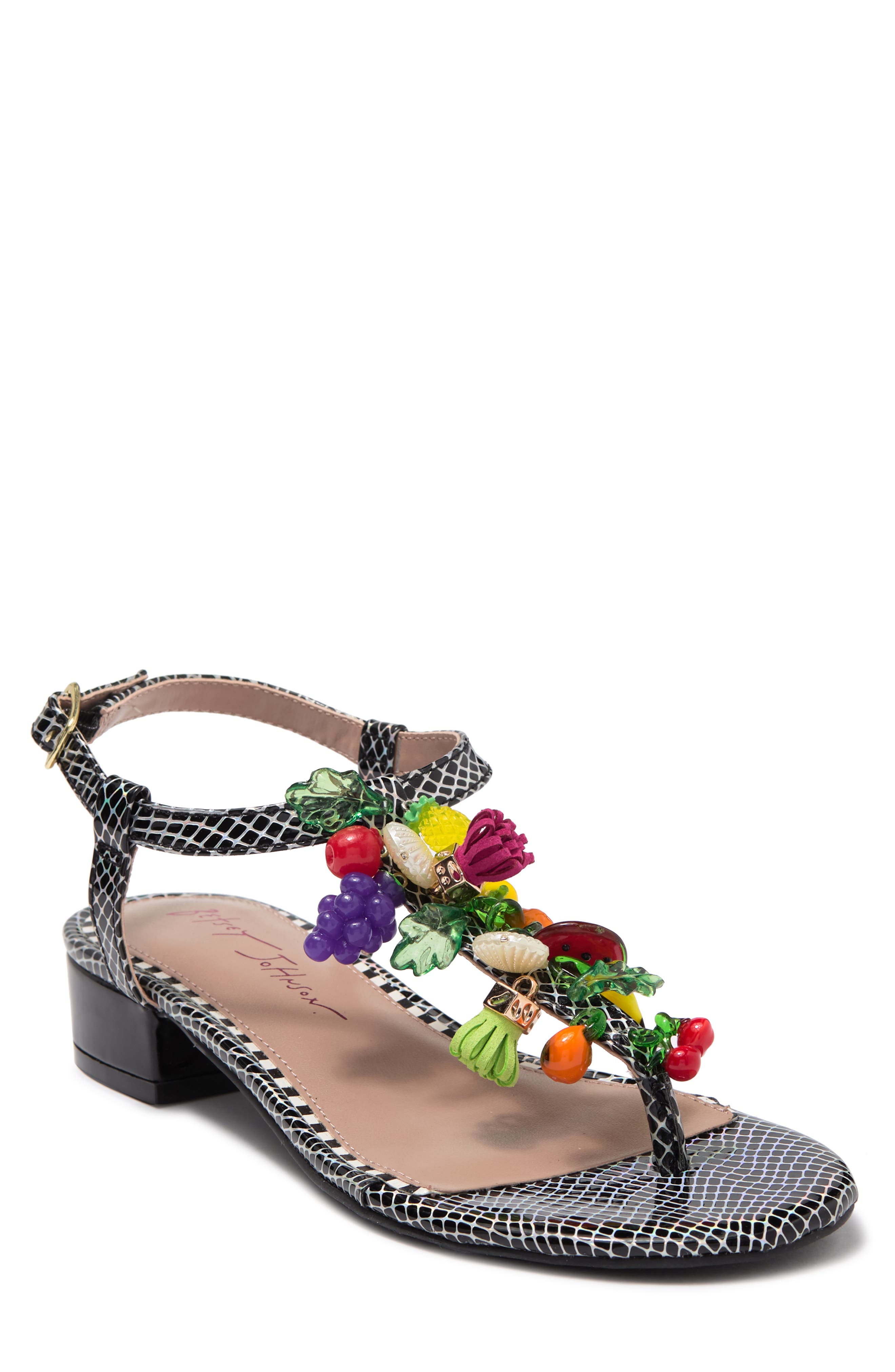 Betsey Johnson Lannah Fruit Charm Lizard Embossed Sandal | Nordstromrack