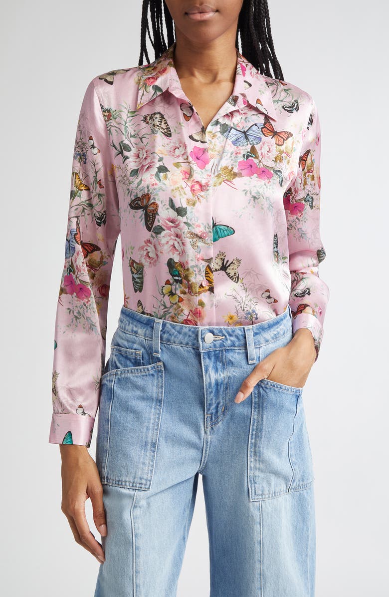 L'AGENCE Tyler Silk Button-Up Shirt | Nordstrom