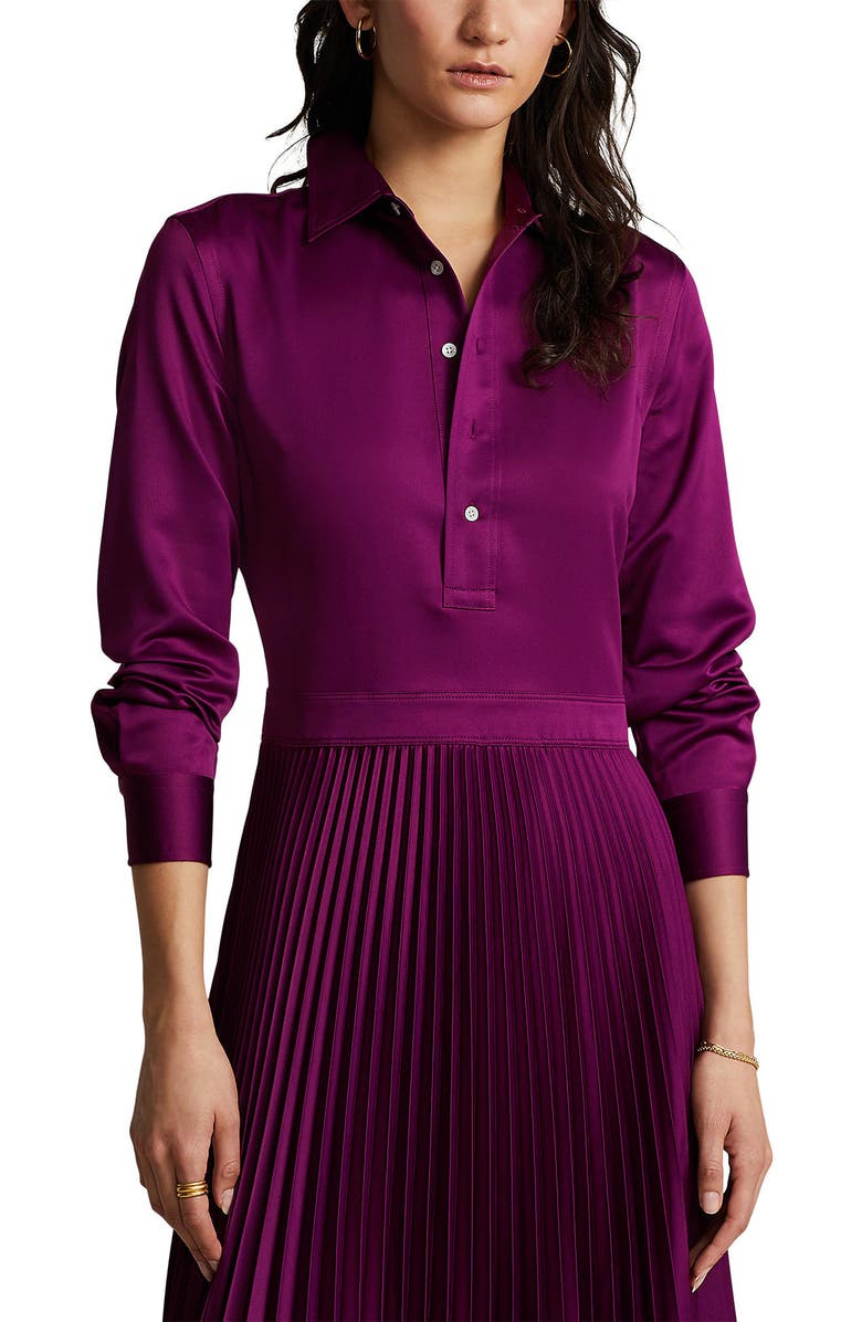 Polo Ralph Lauren Pleat Long Sleeve Dress | Nordstrom