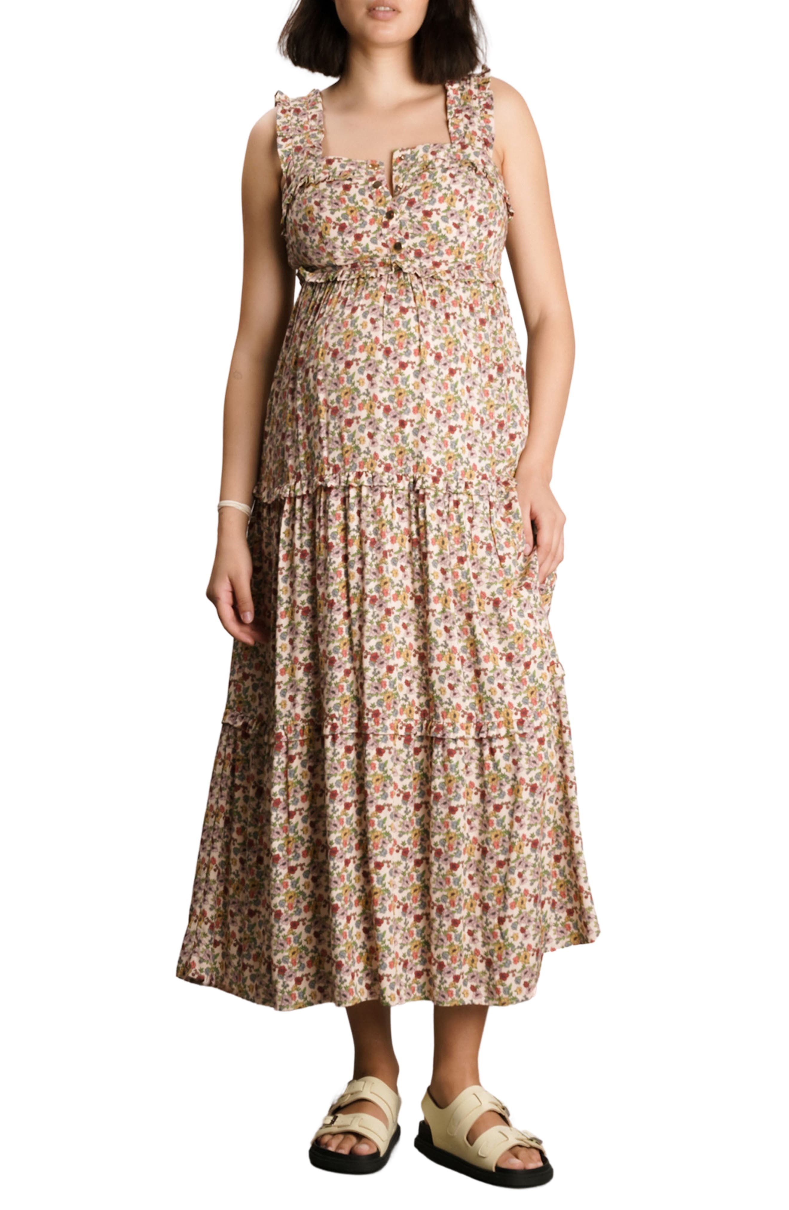 Nom Maternity Emma Maternity/Nursing Midi Sundress | Nordstrom