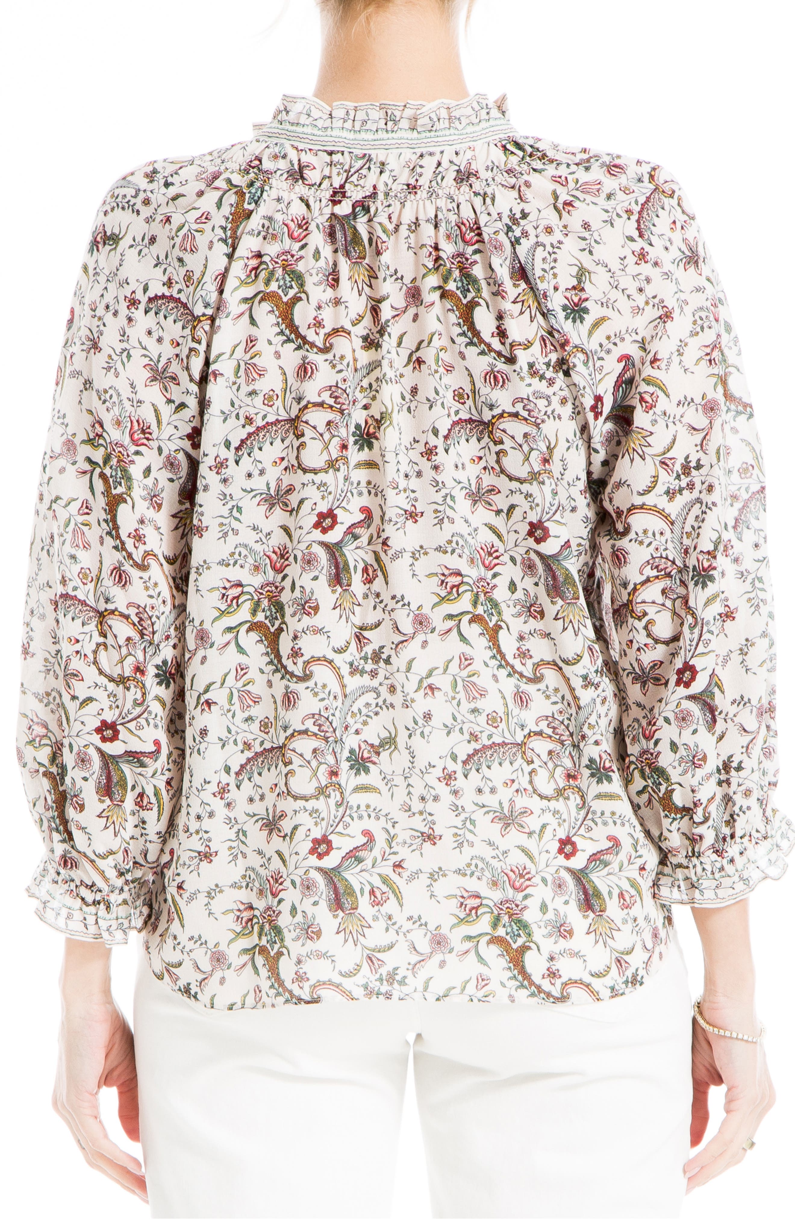 MAX STUDIO Ruffle Collar Puff Shoulder Top | Nordstromrack