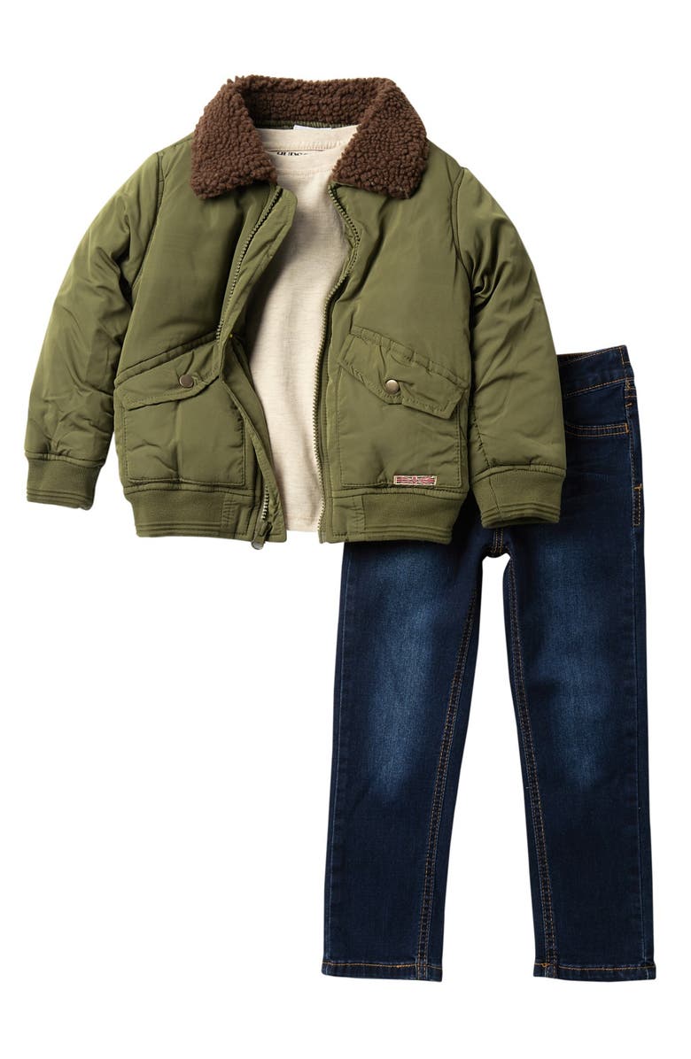 Hudson Jeans Faux Shearling Collar Bomber Jacket, Top, & Jeans Set ...