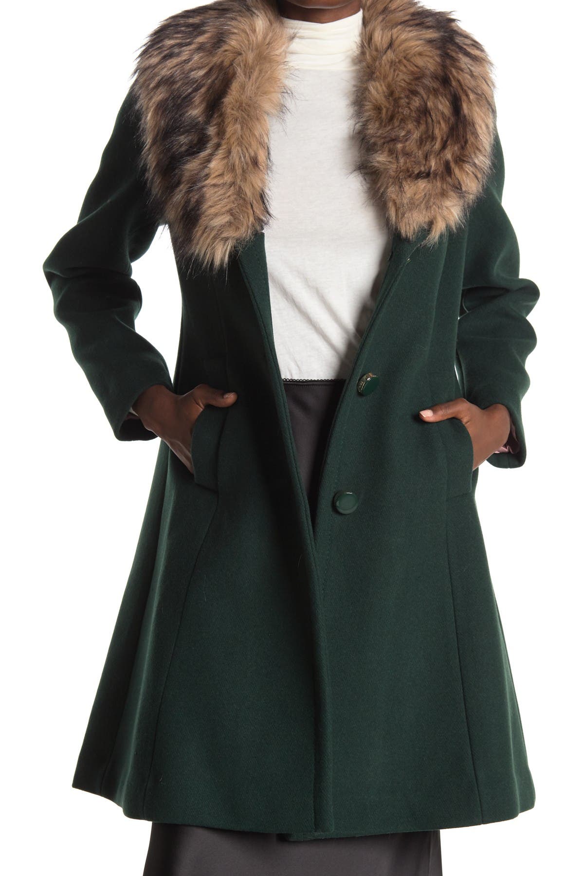 Kate Spade New York Faux Fur Wool Blend Coat | Nordstromrack