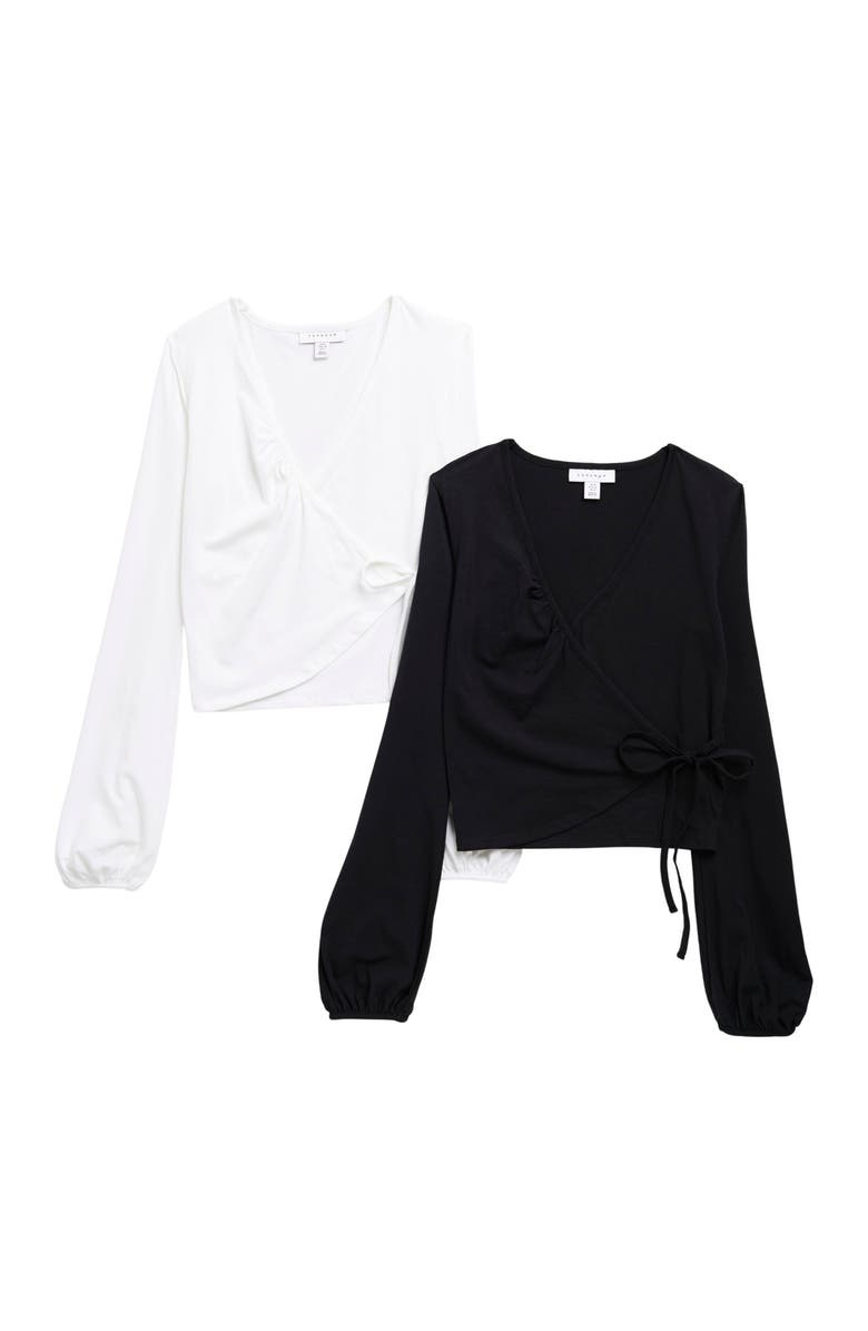 Topshop Ballet Long Sleeve Wrap Top - Set of 2 | Nordstromrack