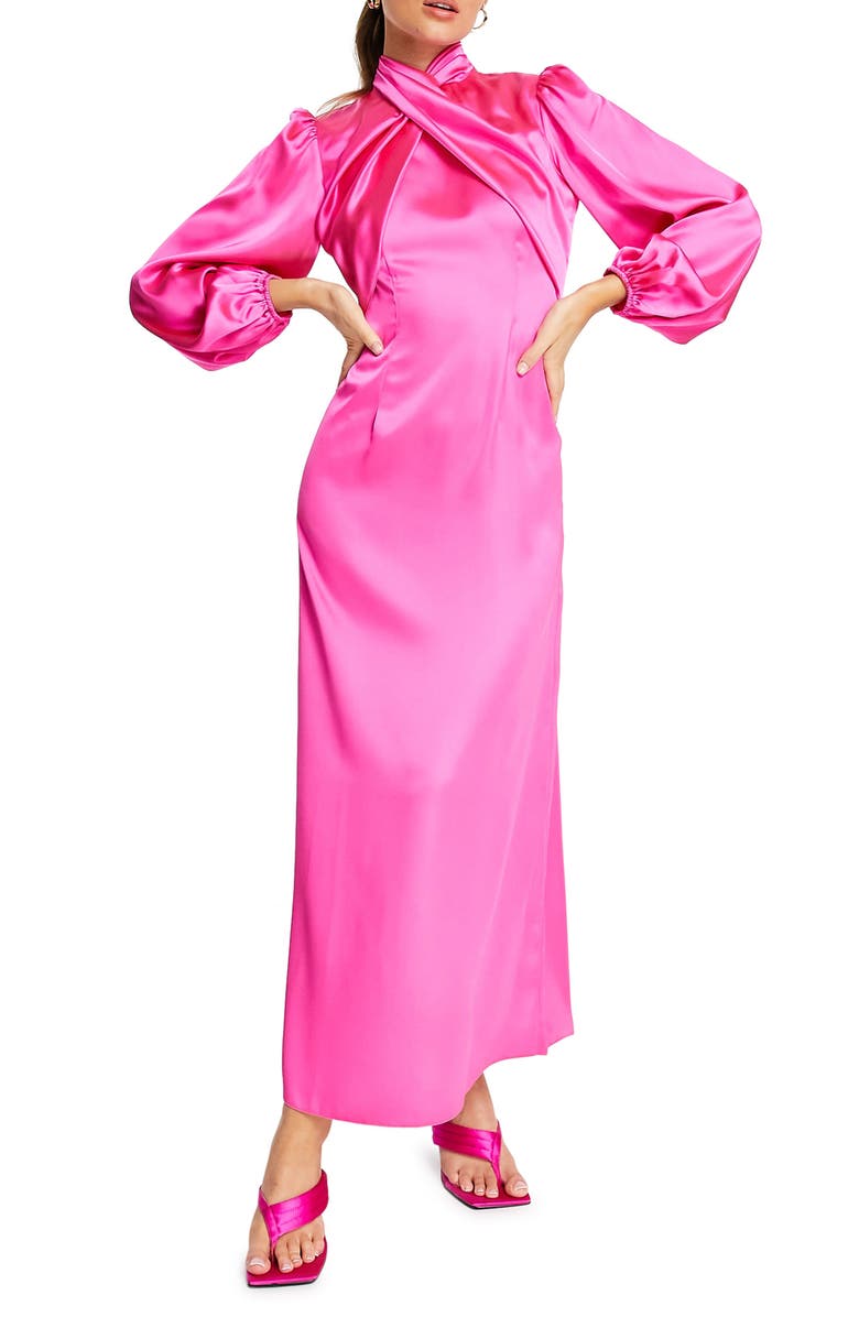 ASOS DESIGN Long Sleeve Satin Dress | Nordstromrack