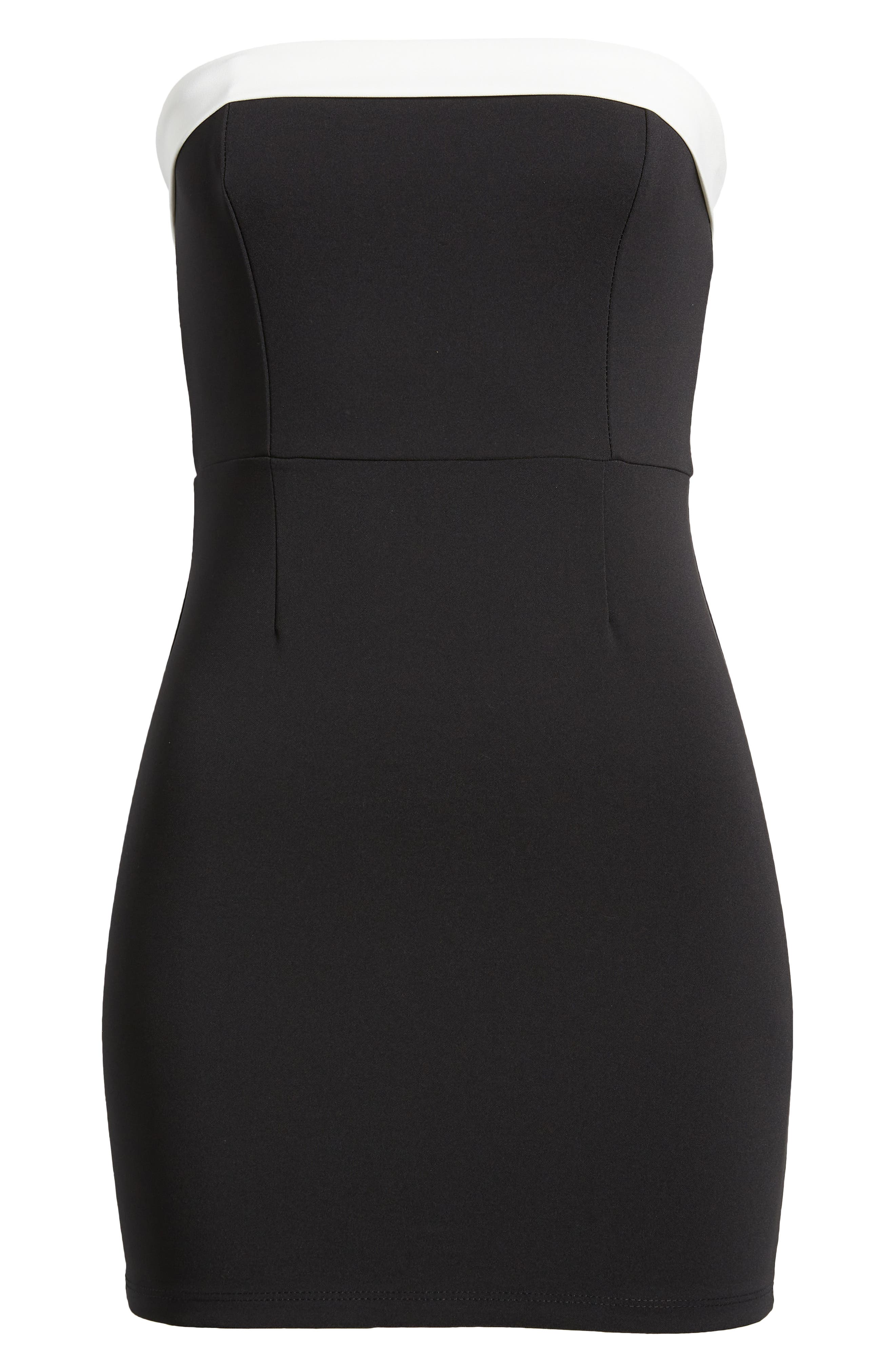 EDIKTED Priyah Contrast Foldover Neck Strapless Dress | Nordstrom