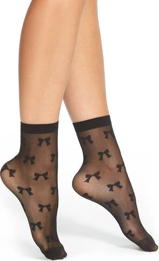 Kate Spade New York 'sweet' sheer bow print anklet socks | Nordstrom