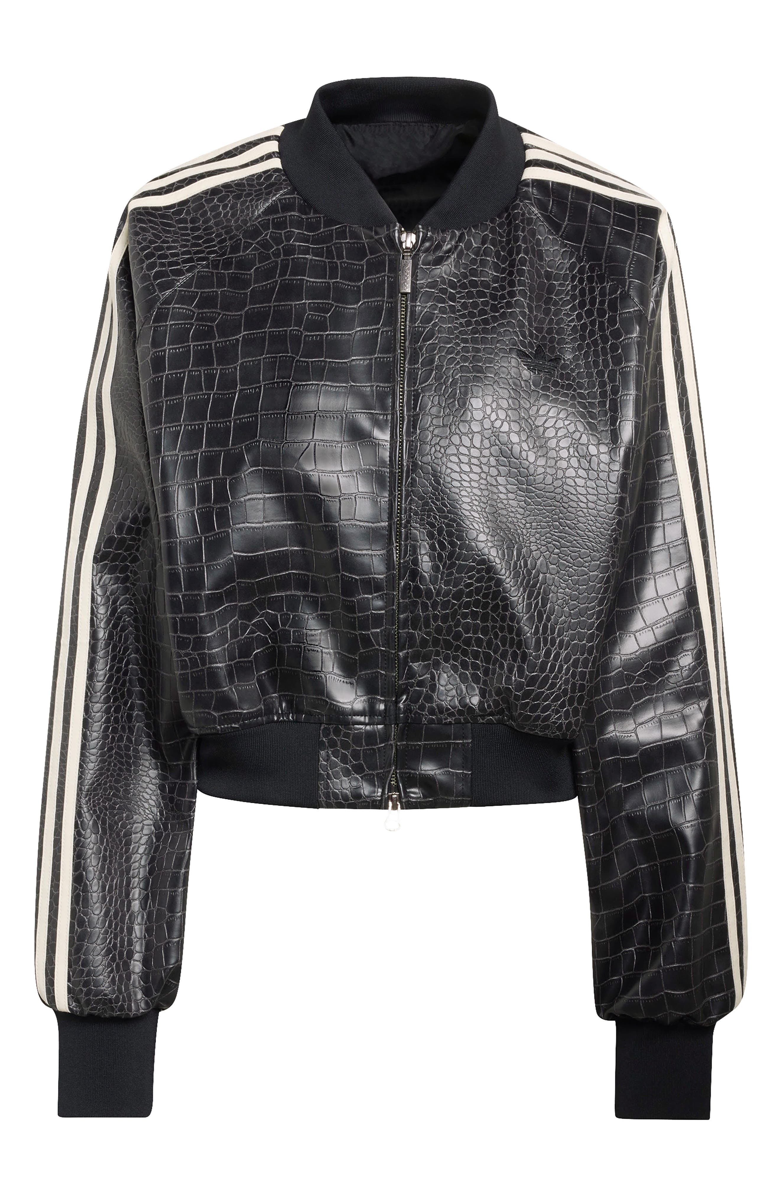 adidas Originals SST Croc Embossed Faux Leather Track Jacket | Nordstrom
