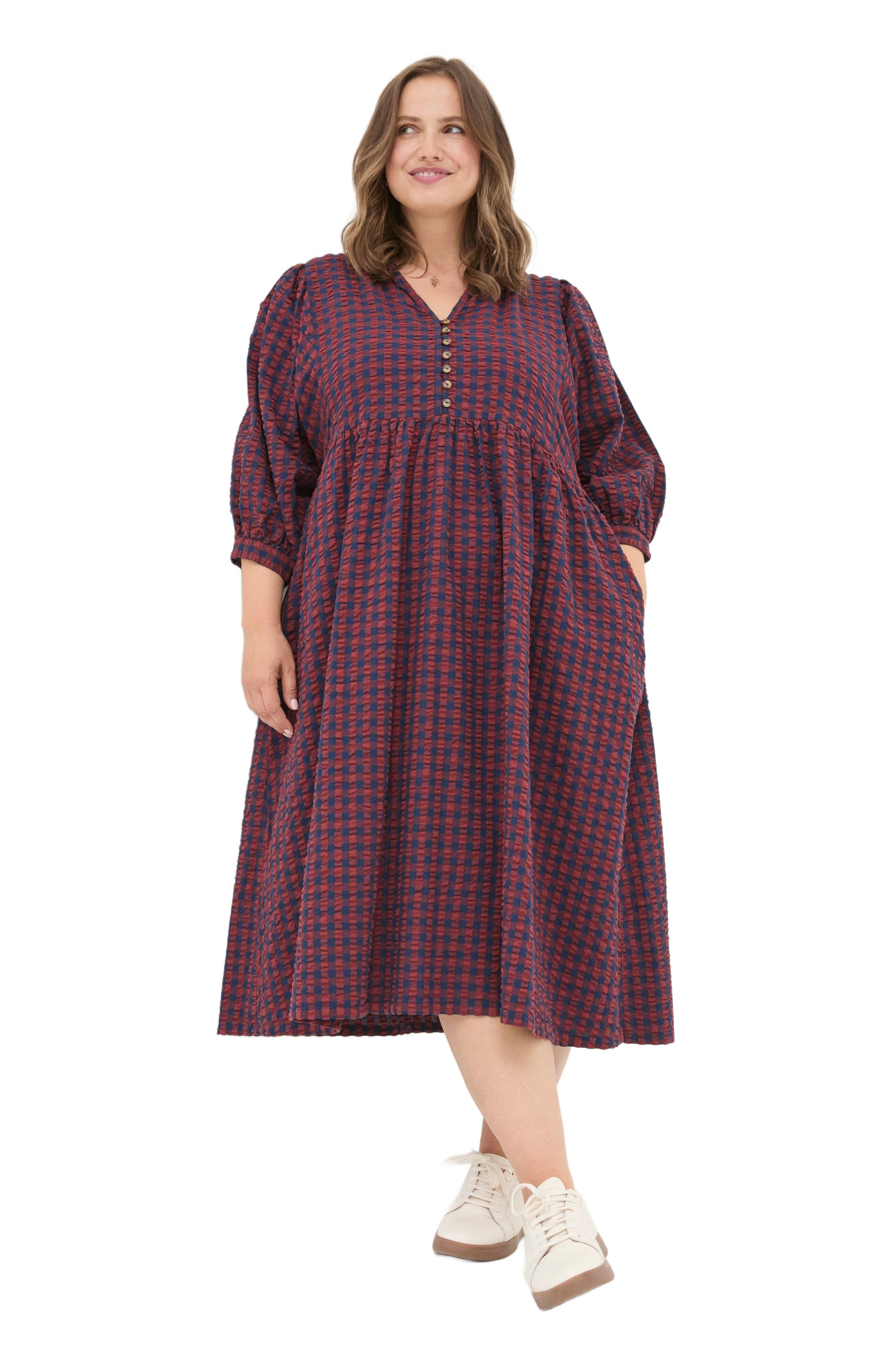 FatFace Women's Plus Size Ceil Gingham Midi Dress | Nordstrom