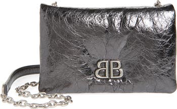 Balenciaga Mini Monaco Crinkle Metallic Leather Crossbody Bag | Nordstrom