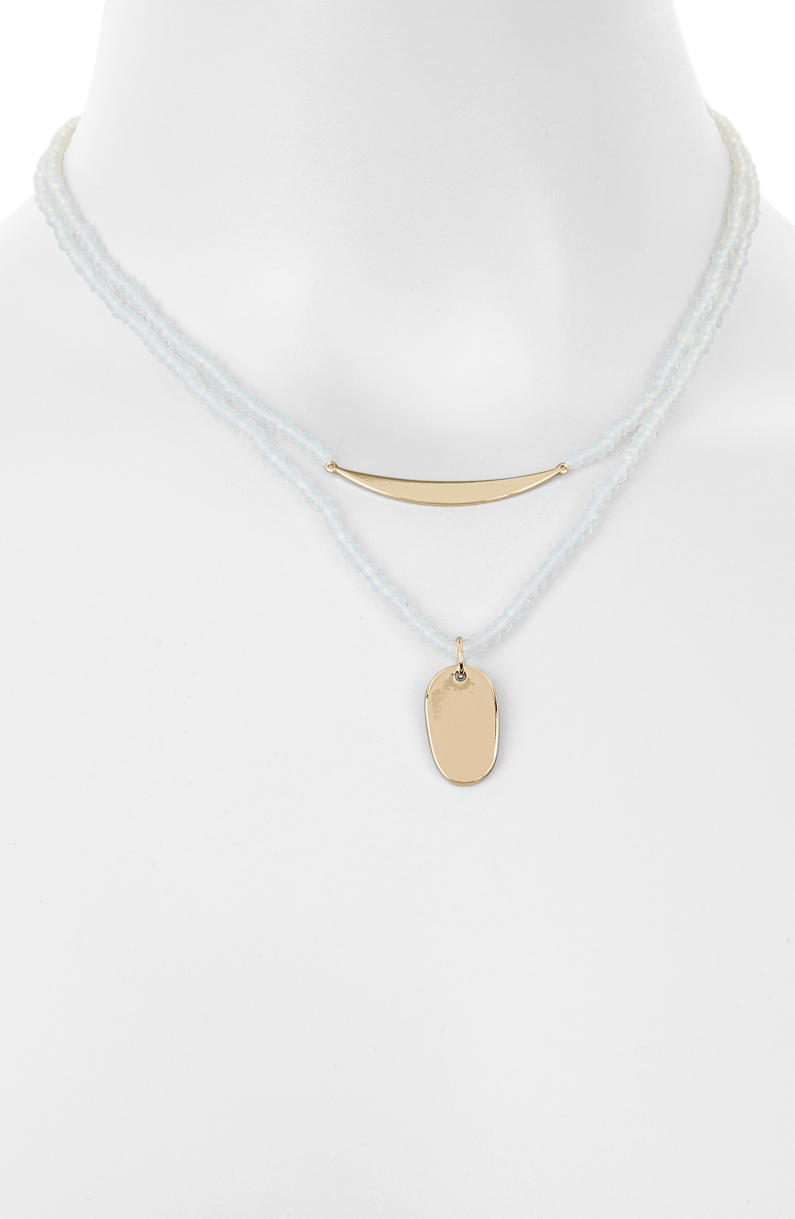 NORDSTROM RACK Set of 2 Dainty Beaded & Disc Pendant Necklaces ...