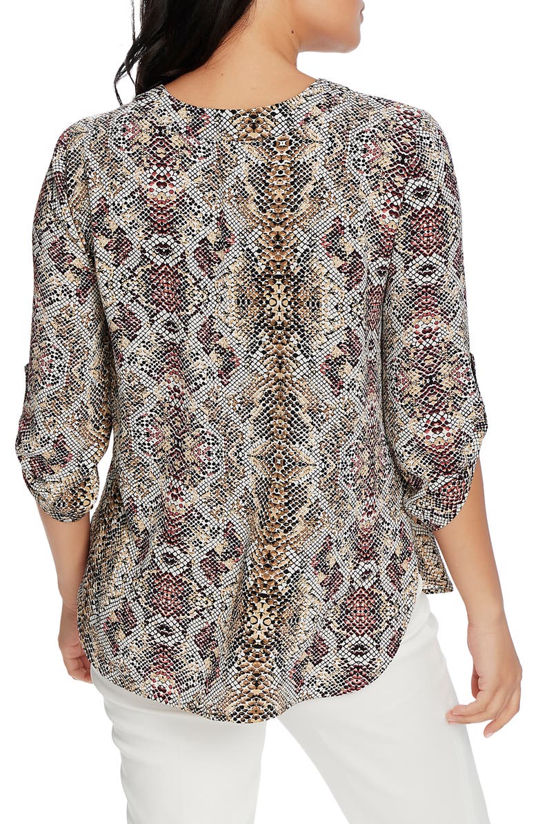 Chaus Roll Sleeve Snake Print Blouse | Nordstrom