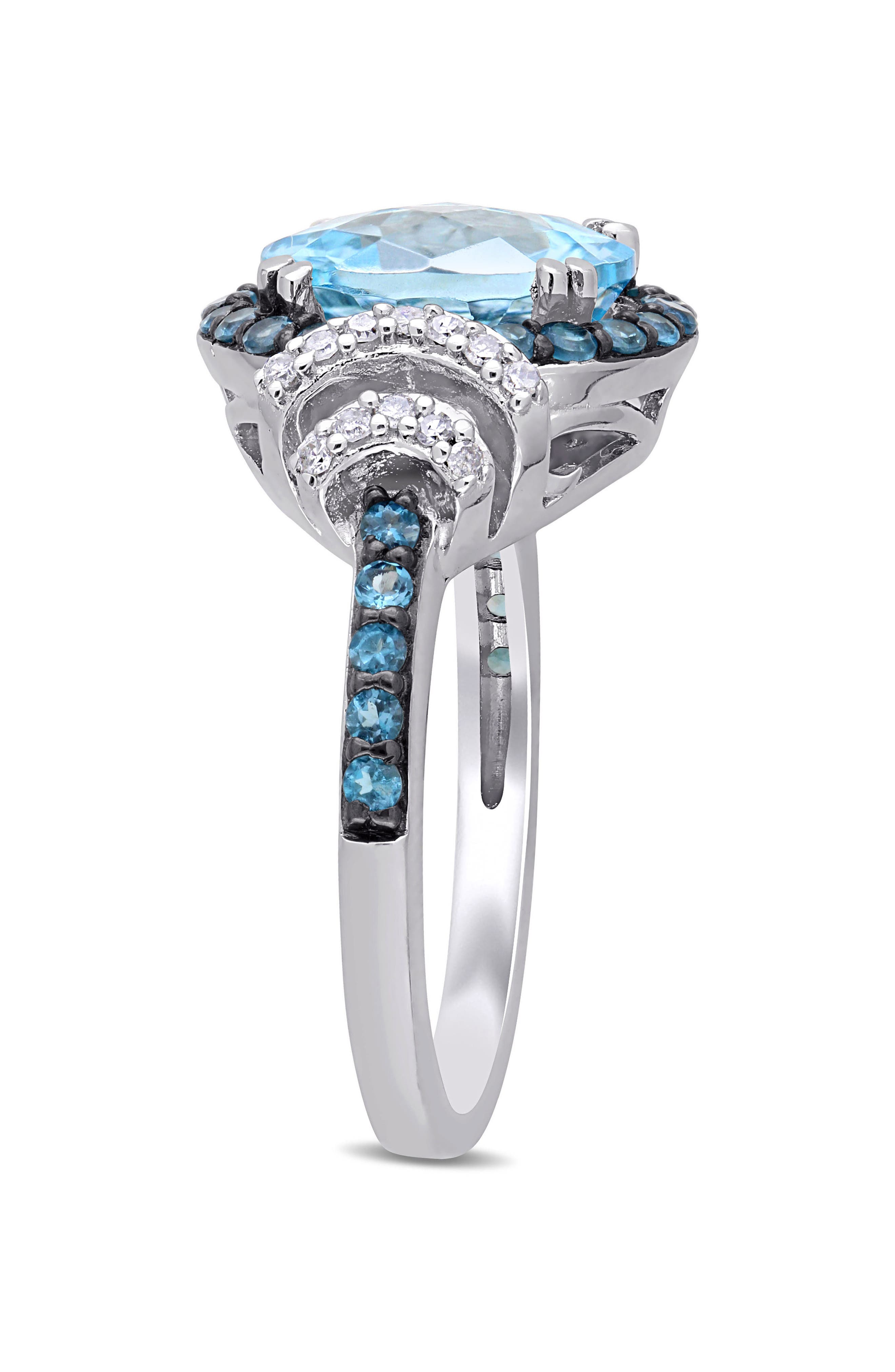 DELMAR Sterling Silver Blue Topaz & Diamond Ring | Nordstromrack